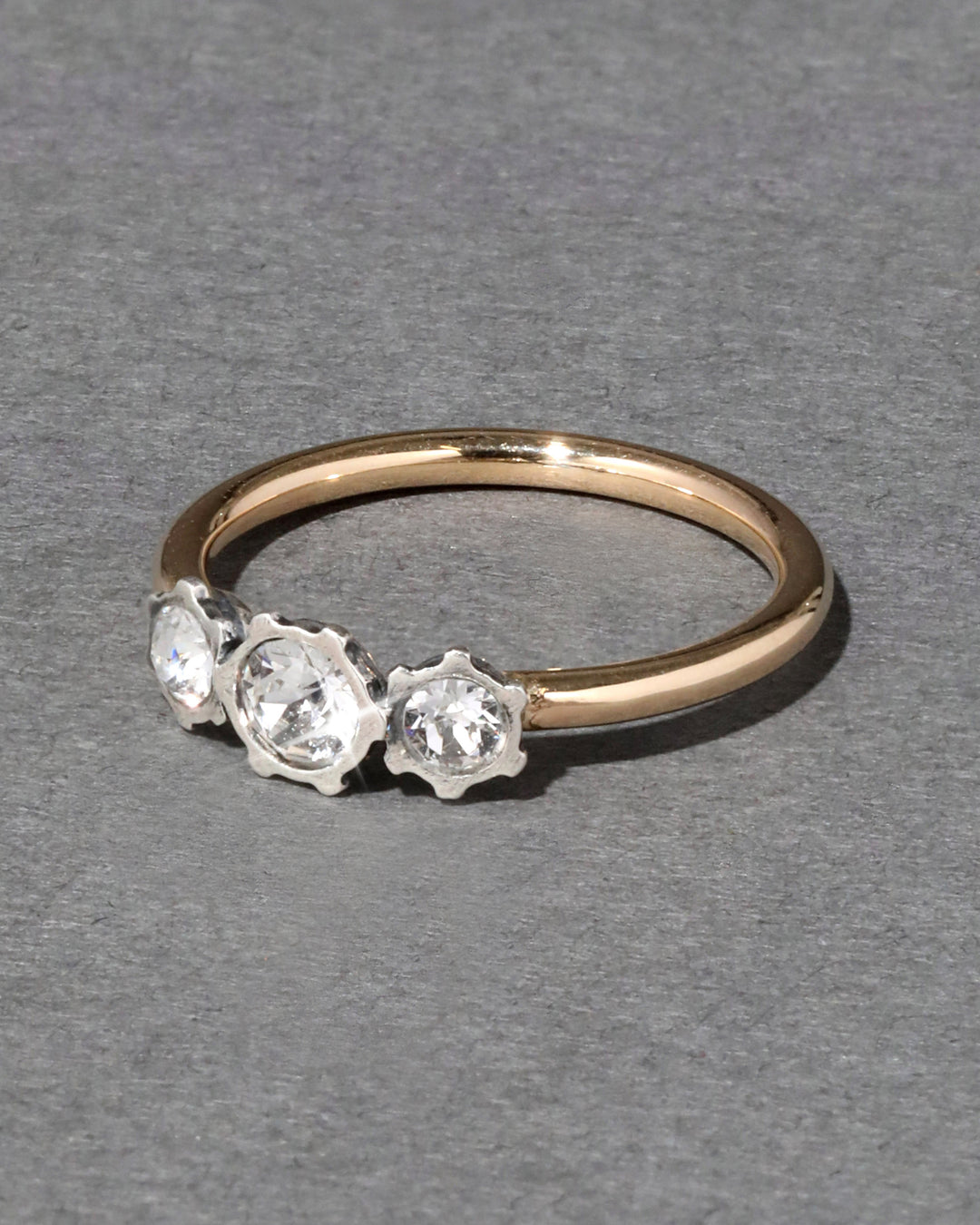 Sterling Silver & 14k Gold Triple Cut Luminous Crystal Ring
