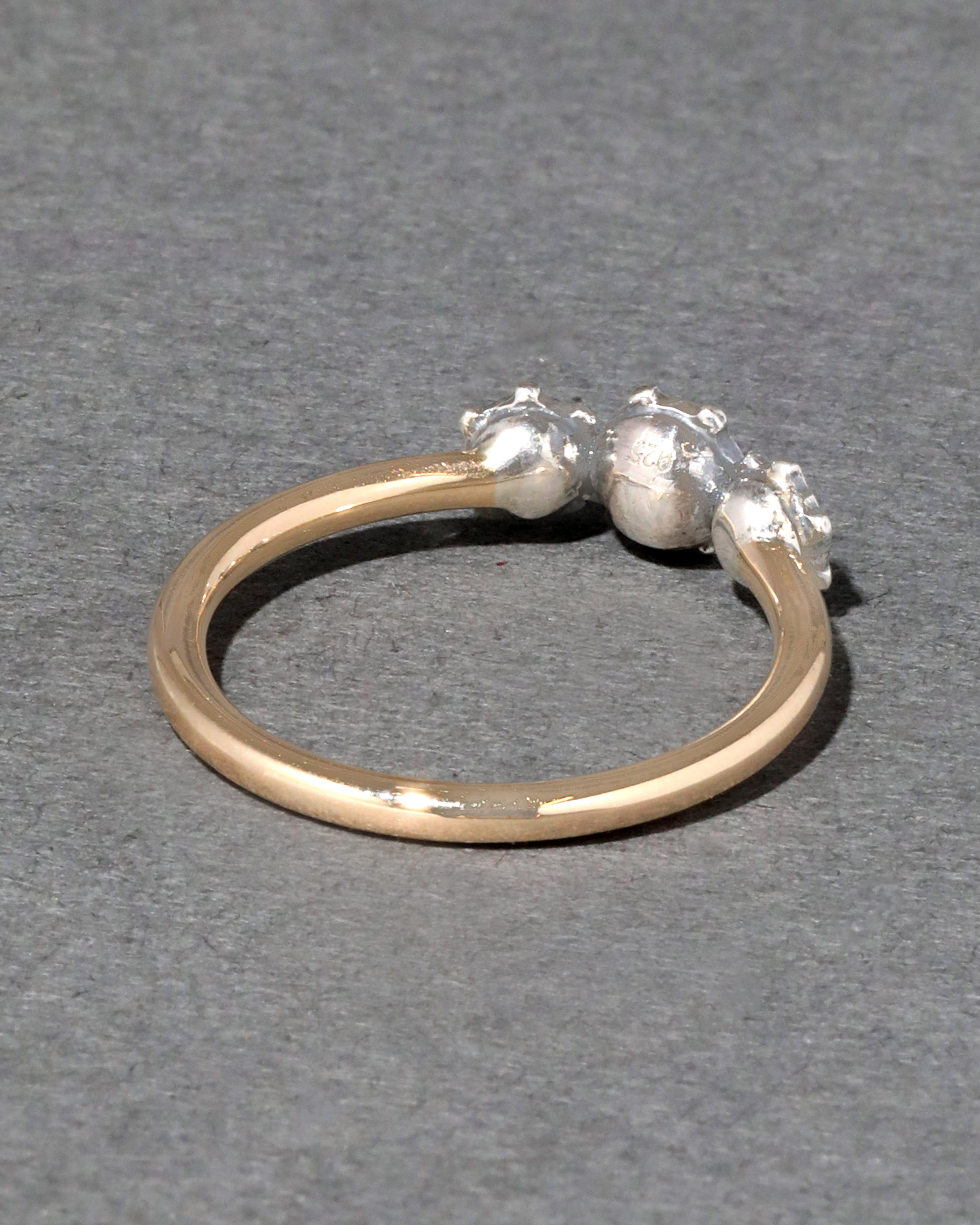 Sterling Silver & 14k Gold Triple Cut Luminous Crystal Ring