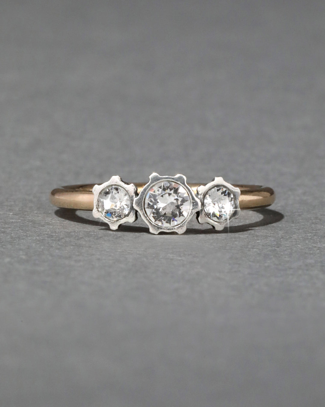 Sterling Silver & 14k Gold Triple Cut Luminous Crystal Ring
