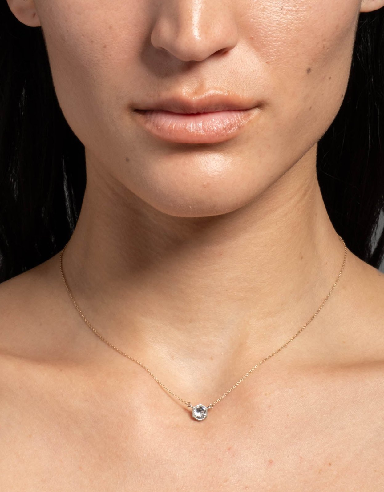 14k Gold & Sterling Silver Cut Luminous Crystal Solitaire Necklace