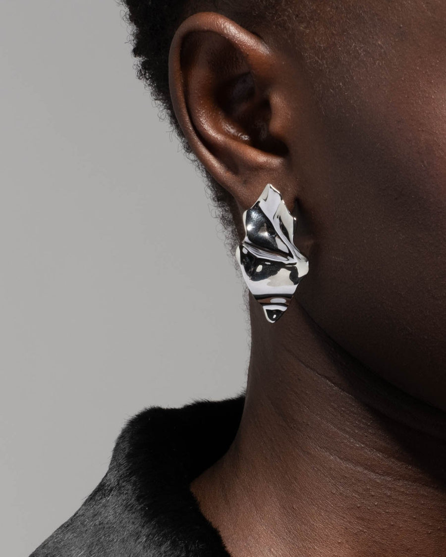 Rhodium Crumpled Small Post Earring | ALEXIS BITTAR