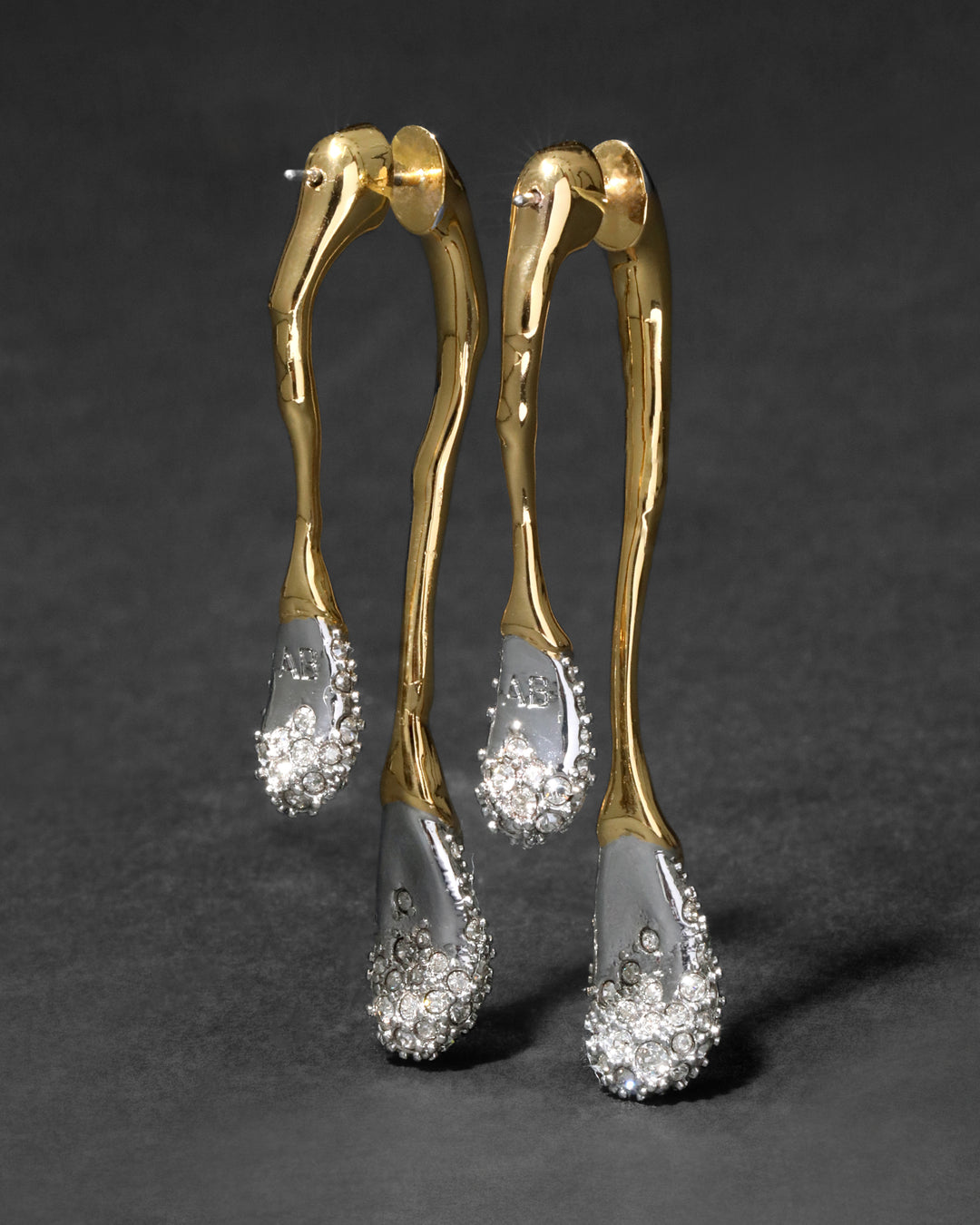 Solanales Crystal Front Back Drop Earrings | Gold Drop Earrings