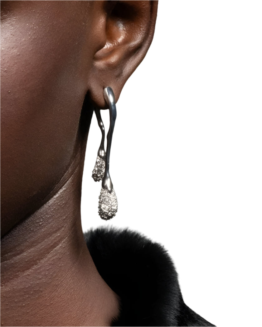 Rhodium Solanales Crystal Double Drop Earring | ALEXIS BITTAR