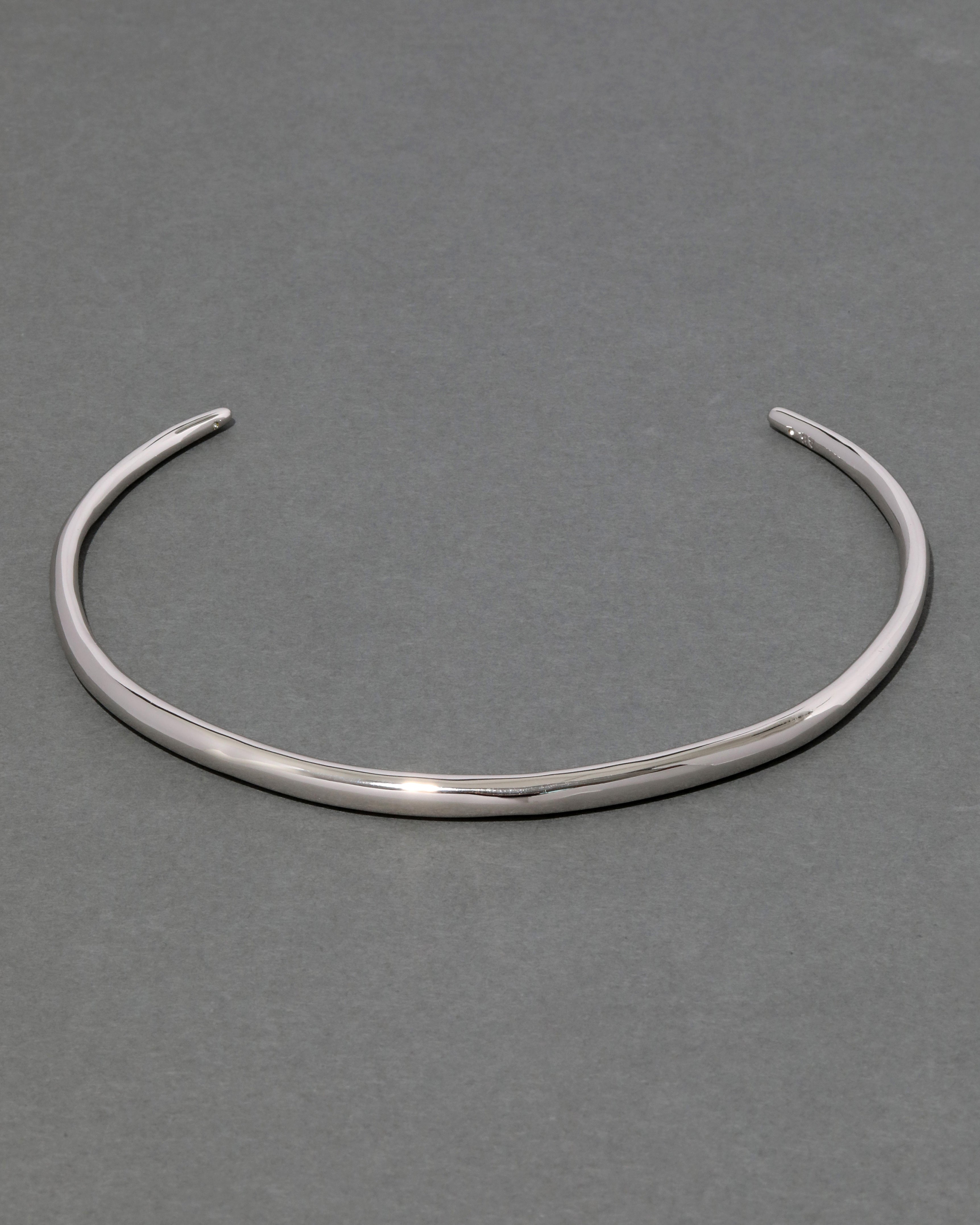 Thin Silver Collar Necklace | Simple High Shine Silver Plated