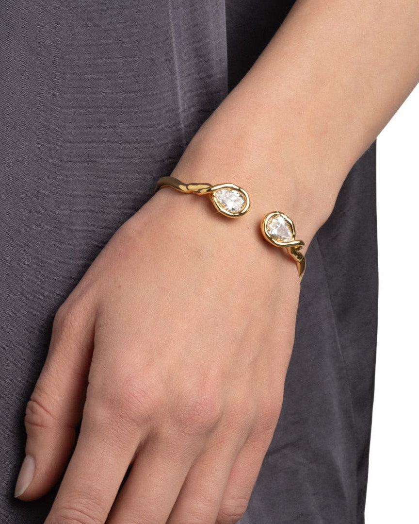 Asterales Crystal Capped Hinge Cuff Bracelets | Statement Bracelets