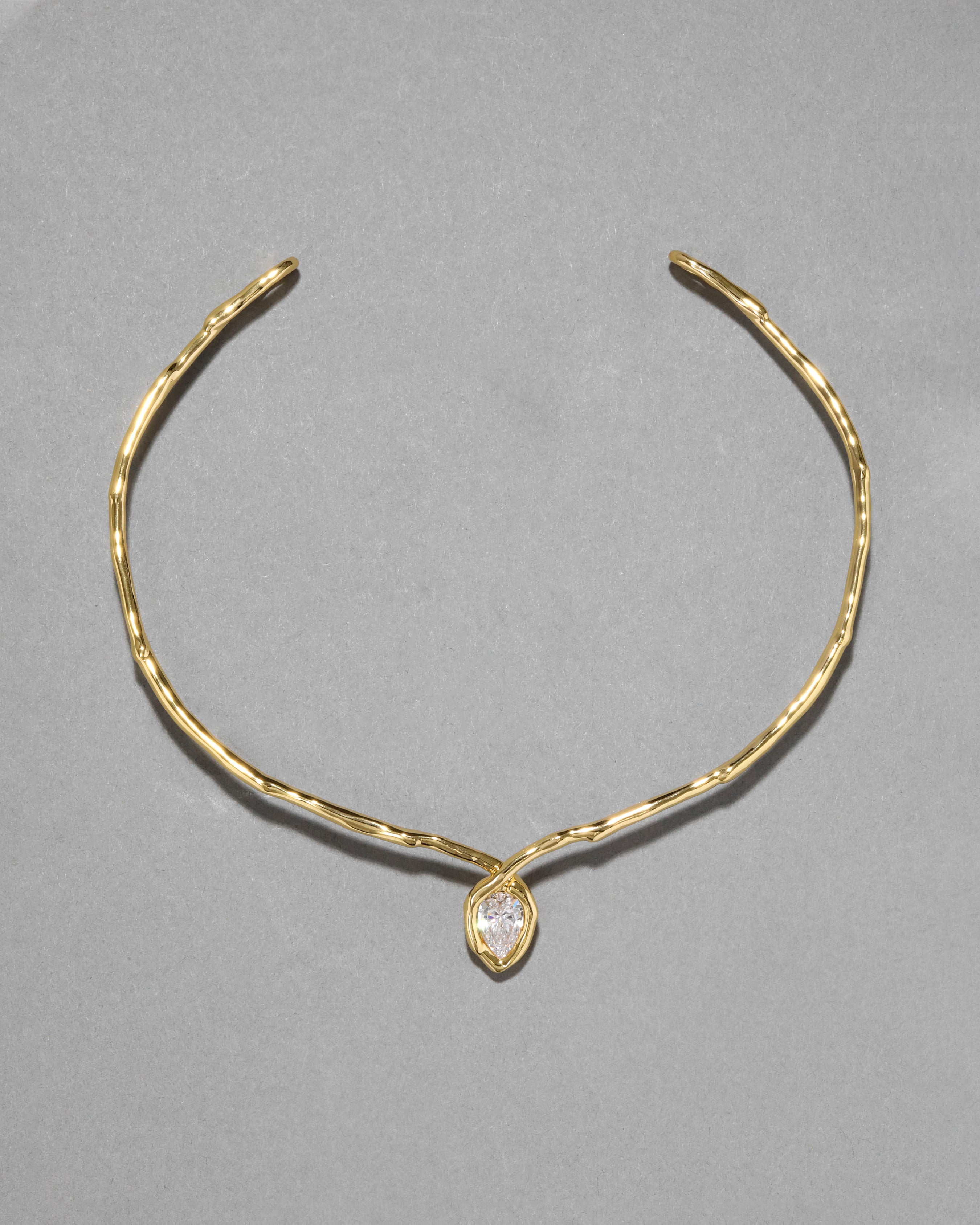 Asterales Gold Floating Collar Necklace | Crystal Gold Collar Necklace