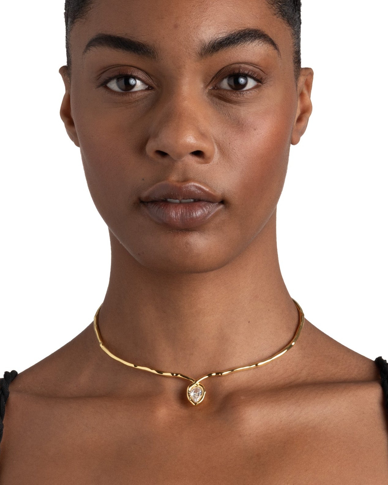 Asterales Gold Floating Collar Necklace | Crystal Gold Collar Necklace