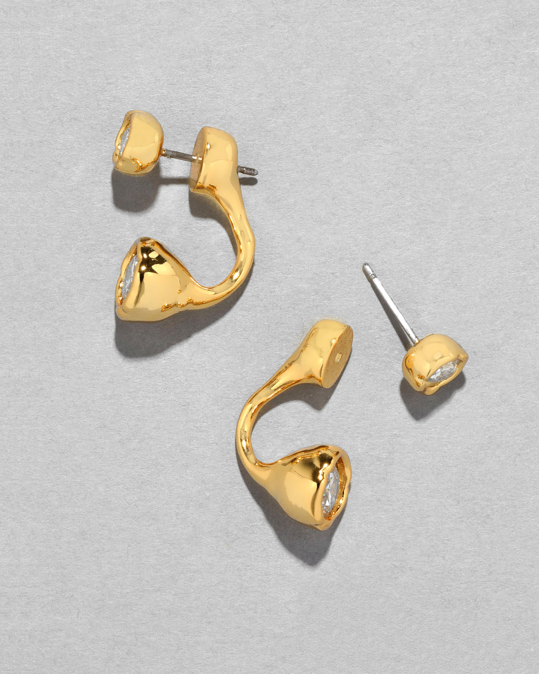 Asterales Gold Front Back Earrings | Gold Crystal Front Back Earrings