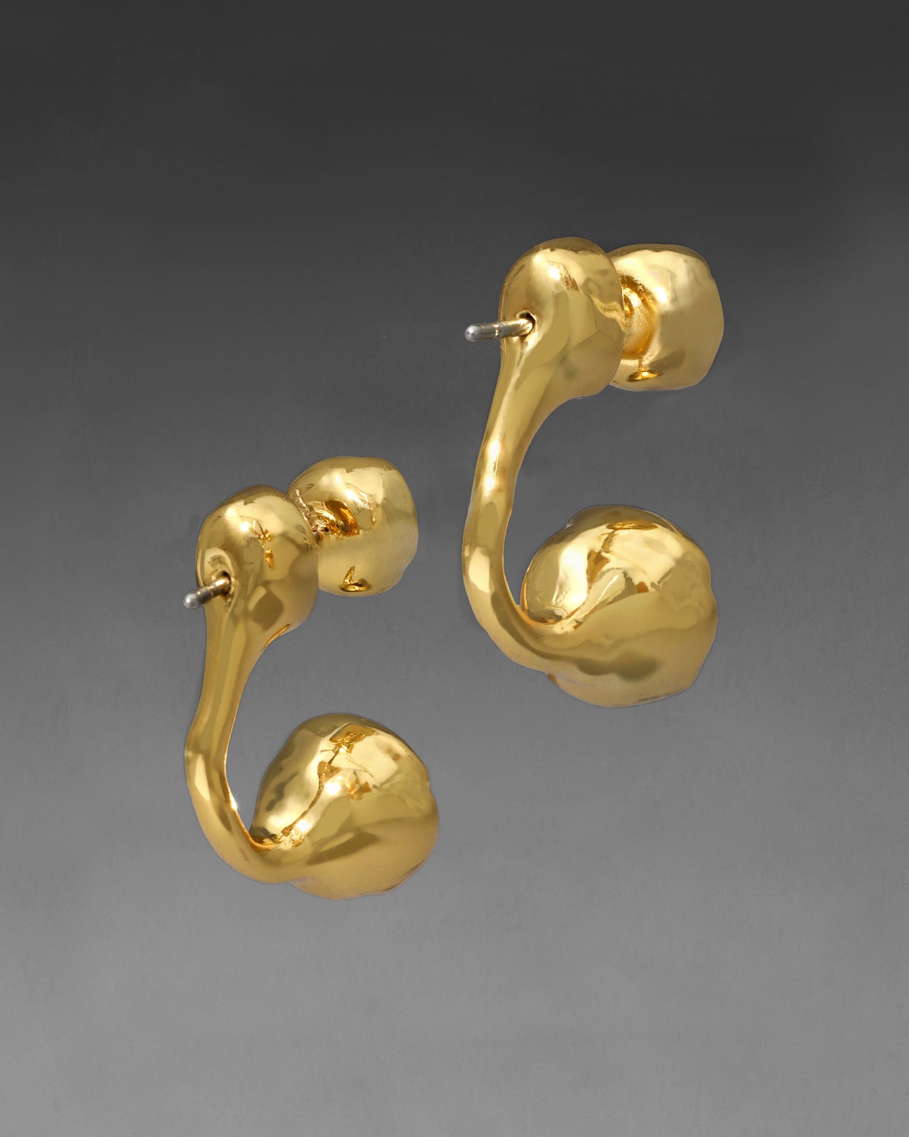 Asterales Gold Molten Front Back Earrings | Gold Crystal