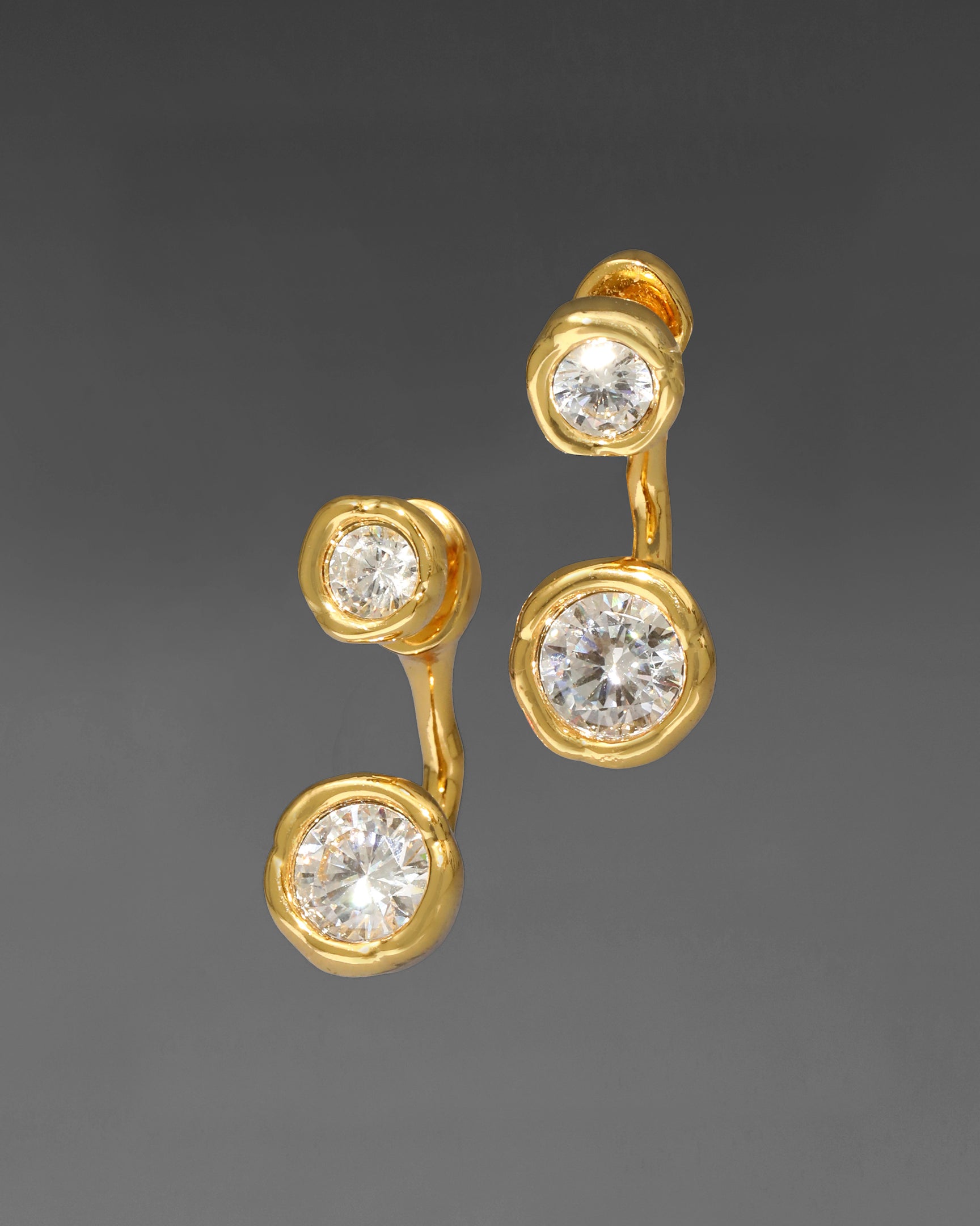 Asterales Gold Molten Front Back Earrings | Gold Crystal
