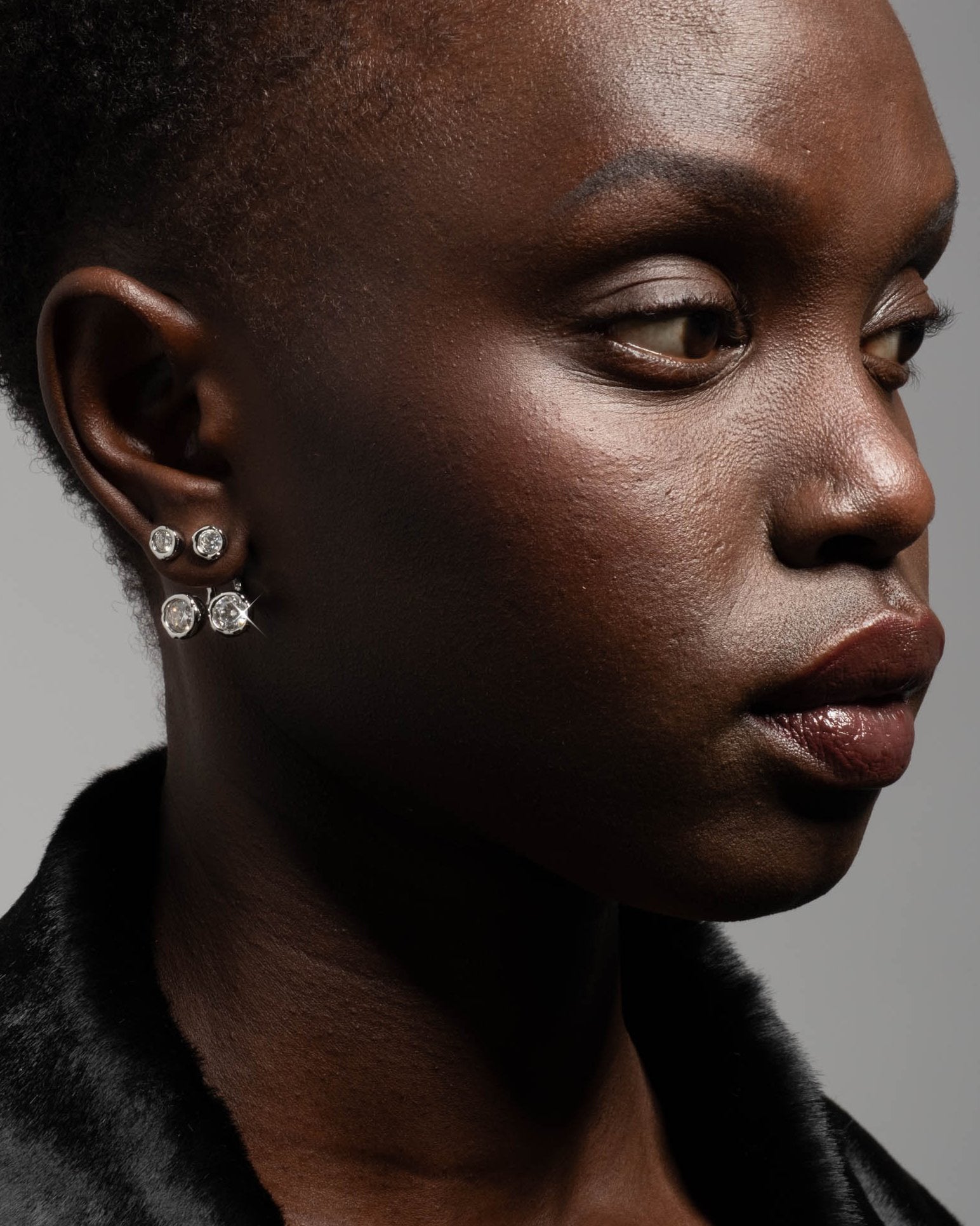 Asterales Silver Front Back Earrings | Silver Crystal Earrings