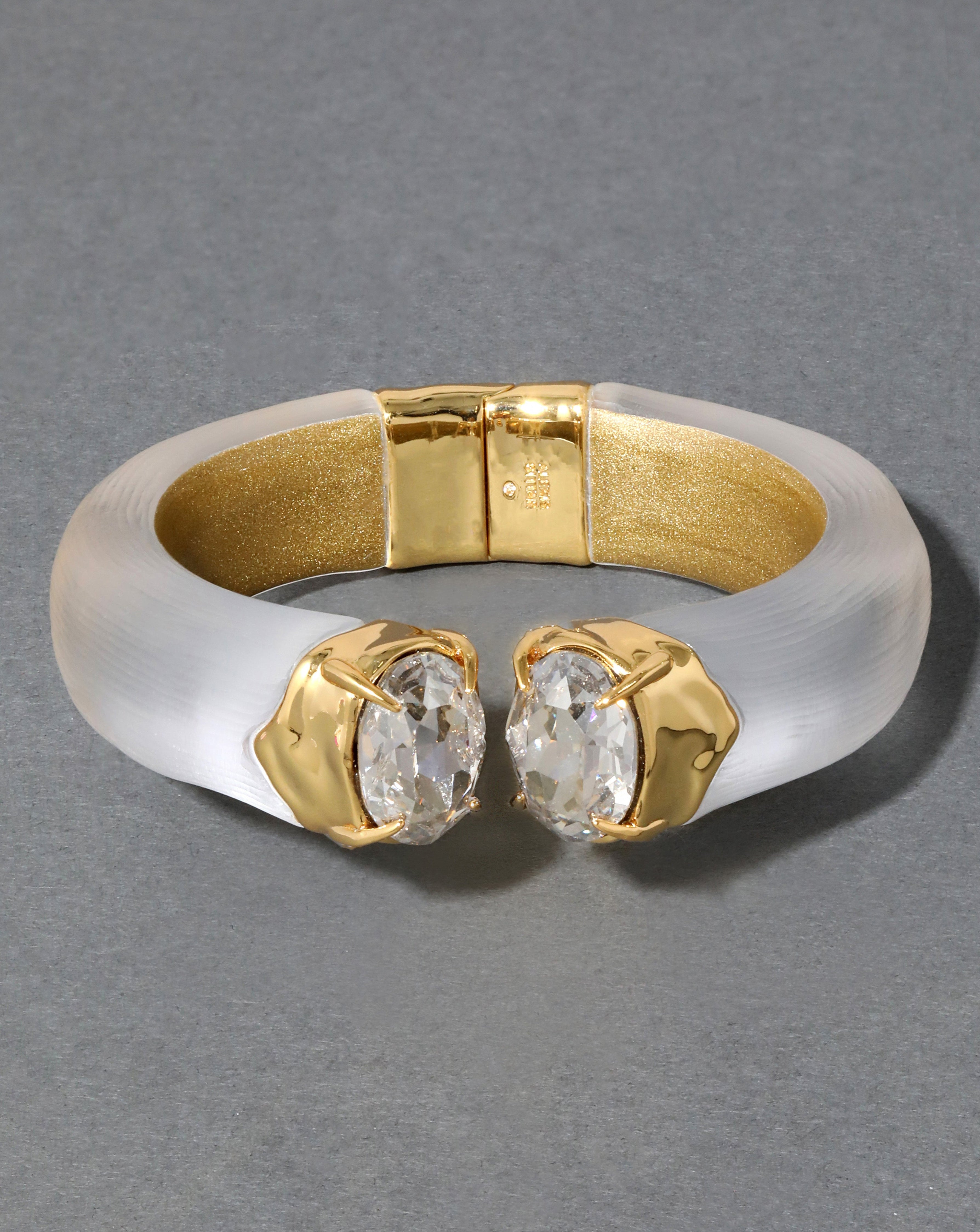 Silver Bonbon Crystal Lucite Hinge Bracelet | Silver Hinge Bracelet