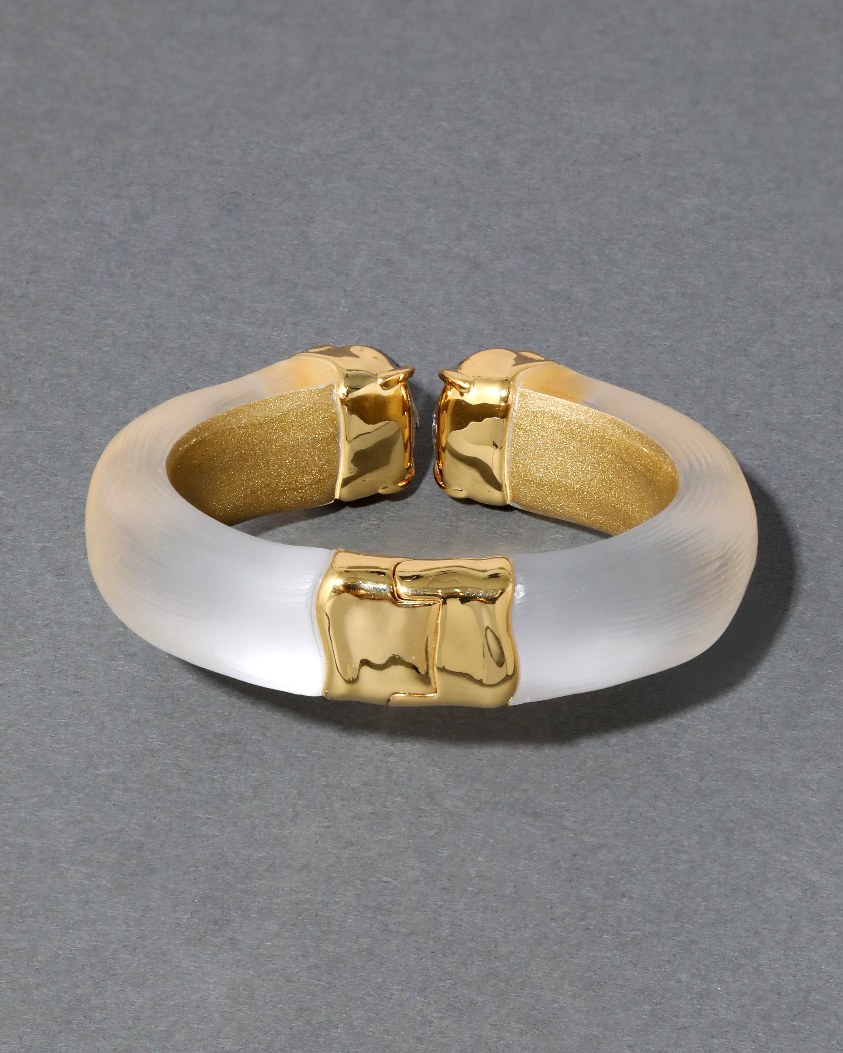 Silver Bonbon Crystal Lucite Hinge Bracelet | Silver Hinge Bracelet