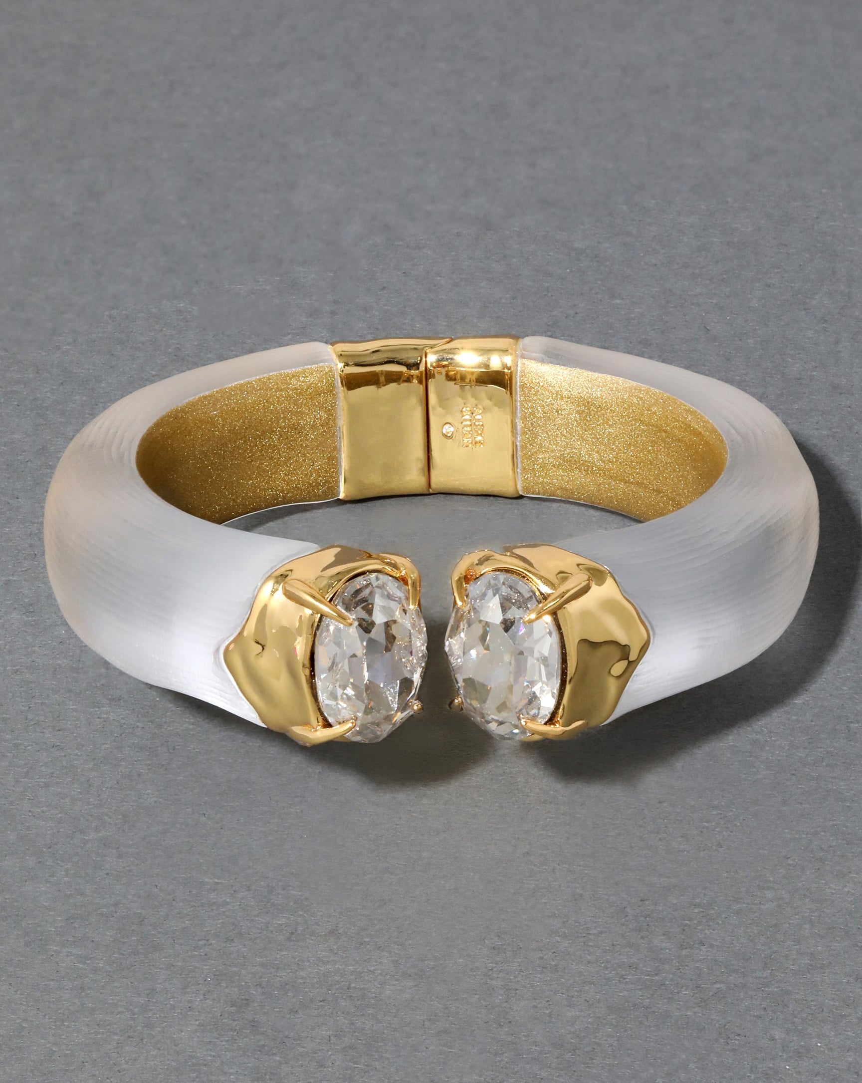 Silver Bonbon Crystal Lucite Hinge Bracelet | Silver Hinge Bracelet