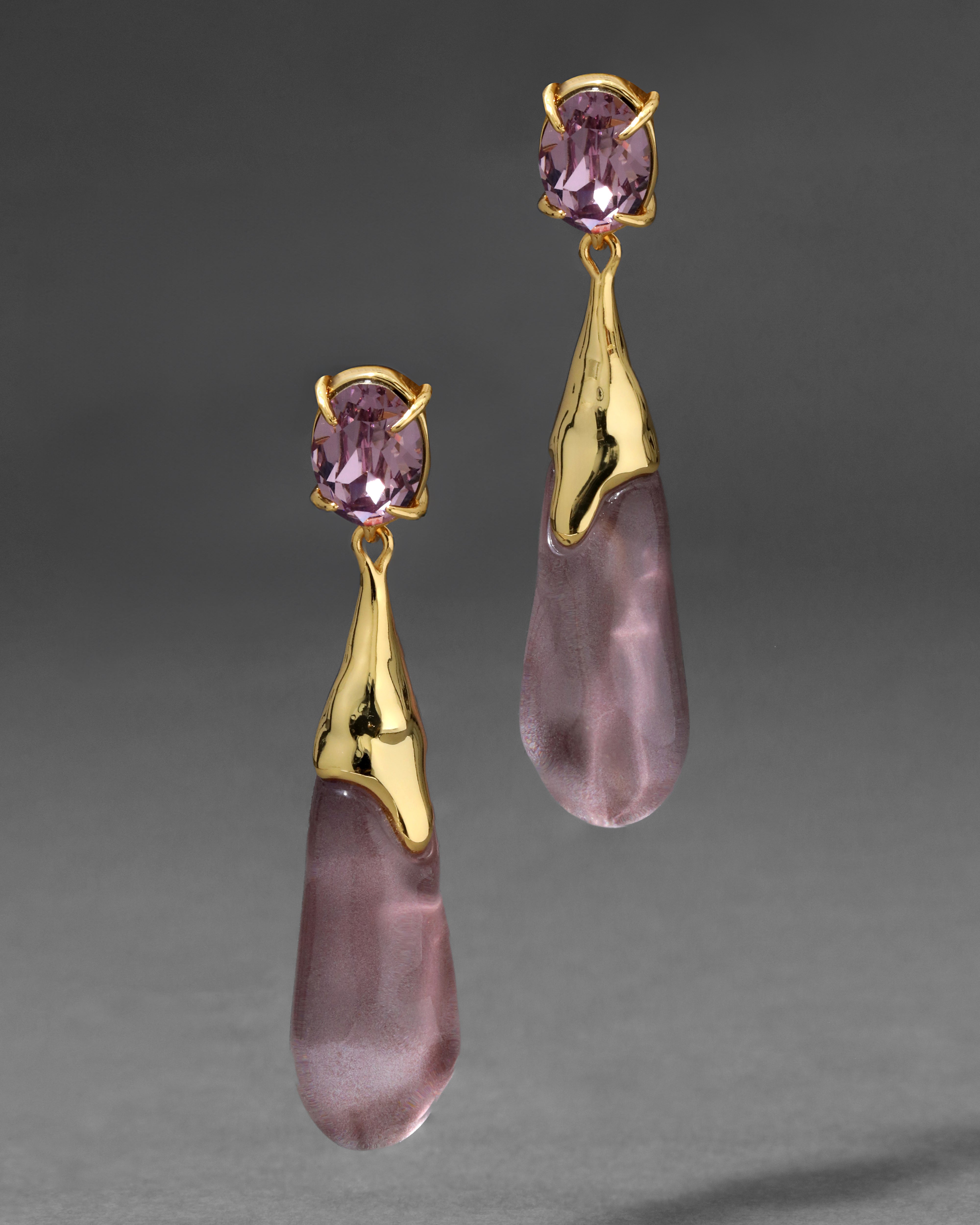 Bonbon Crystal Small Metallic Dusty Rose Teardrop Earring