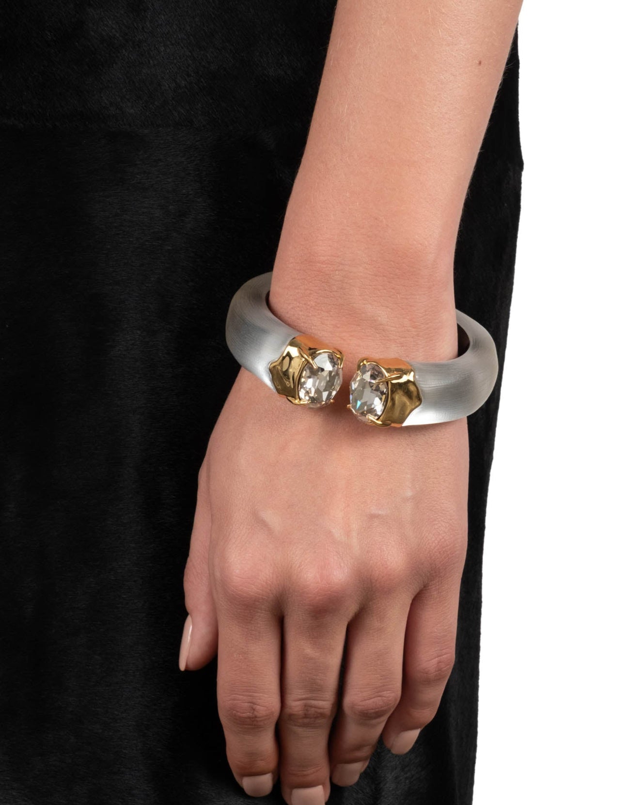 Silver Bonbon Crystal Lucite Hinge Bracelet | Silver Hinge Bracelet