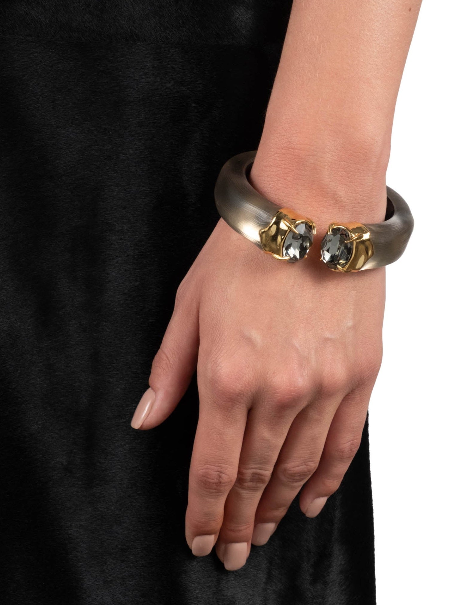 Bonbon Crystal Lucite Hinge Bracelet- Warm Grey | Statement Bracelet