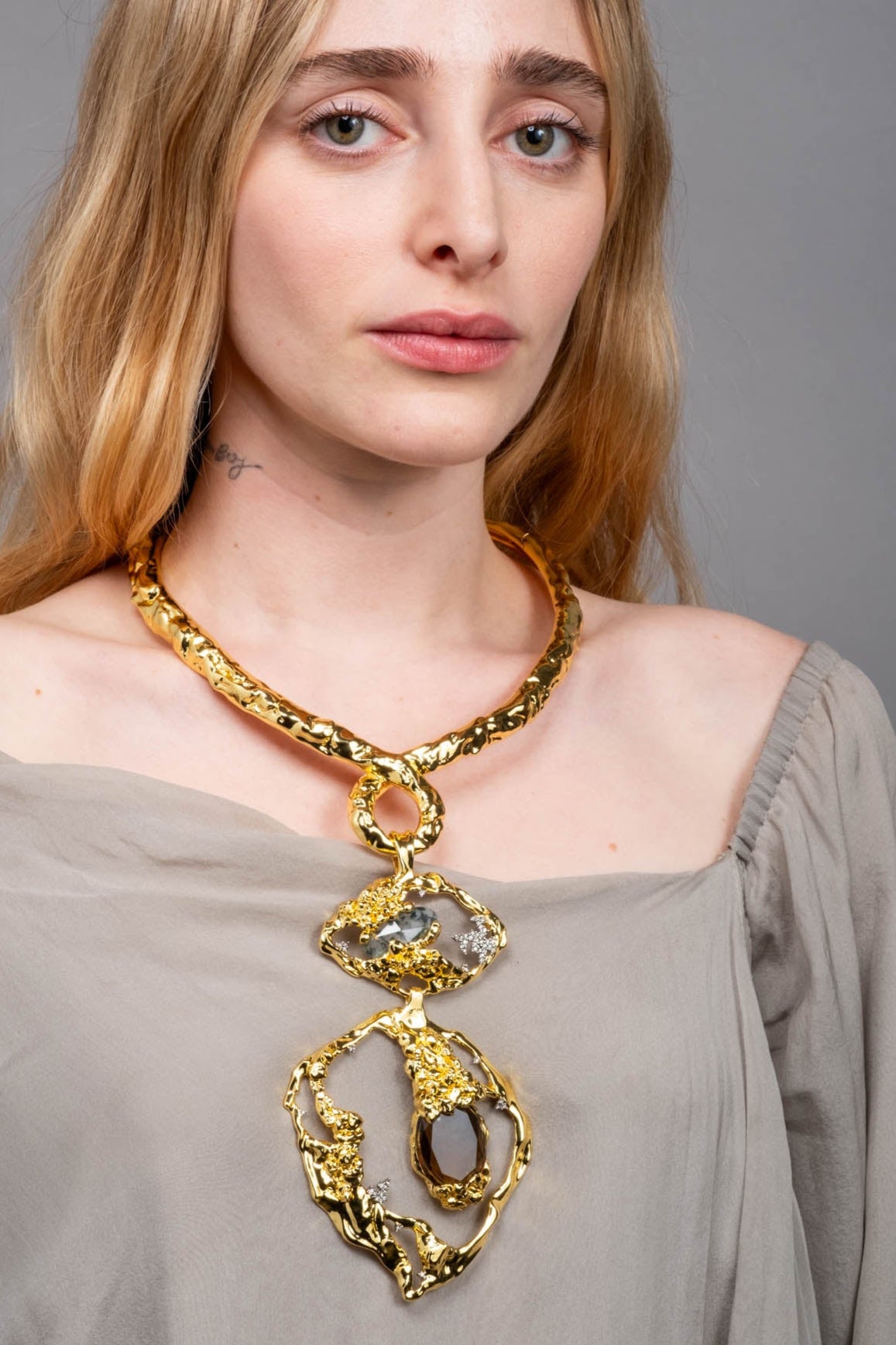 Brut Mosaic Collar Necklace | Gold Collar Pendant Necklace