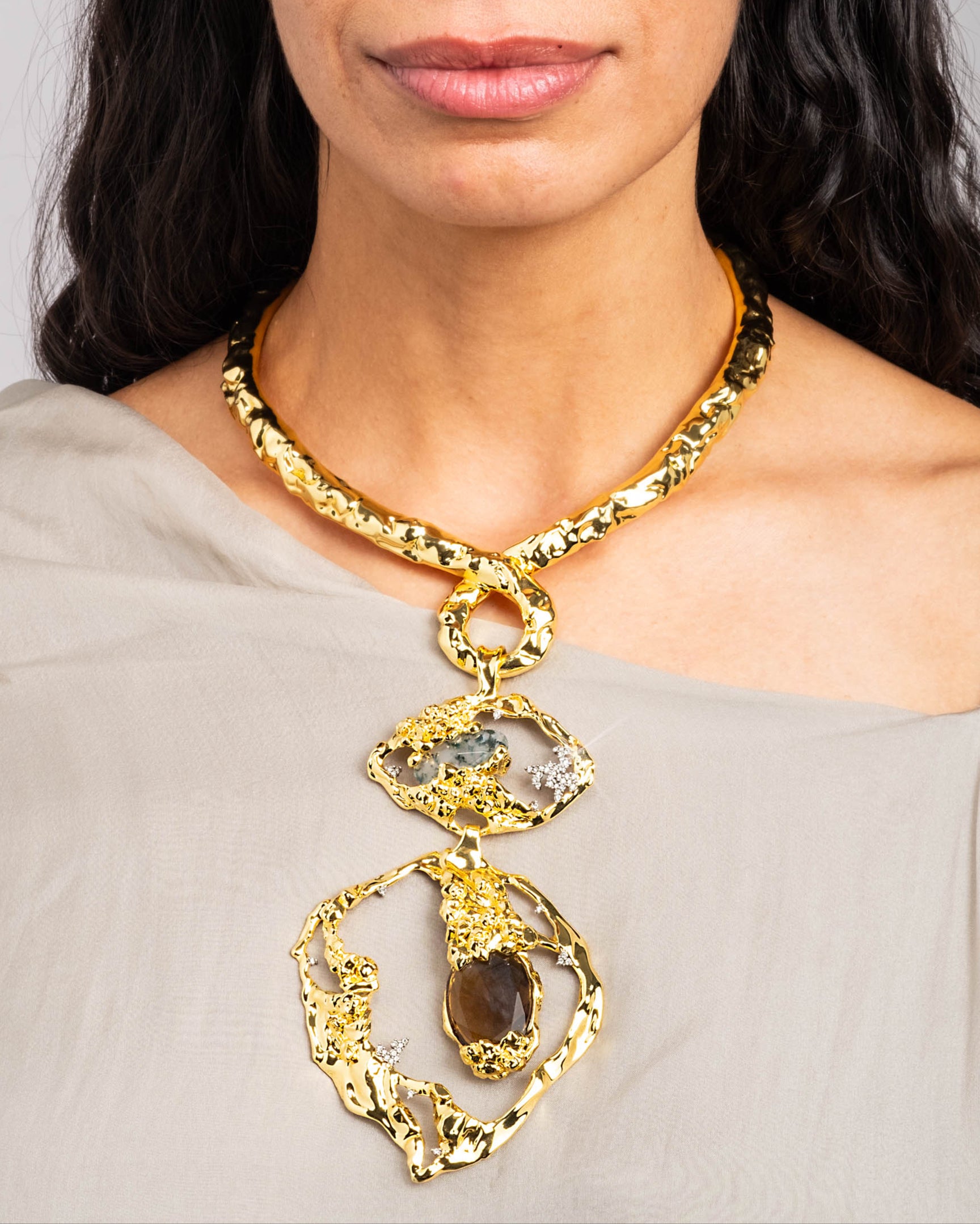 Brut Mosaic Collar Necklace | Gold Collar Pendant Necklace