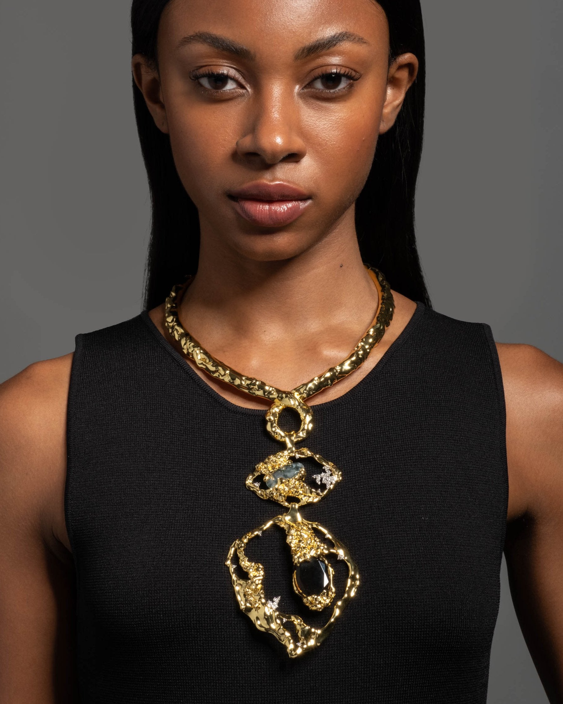 Brut Mosaic Collar Necklace | Gold Collar Pendant Necklace