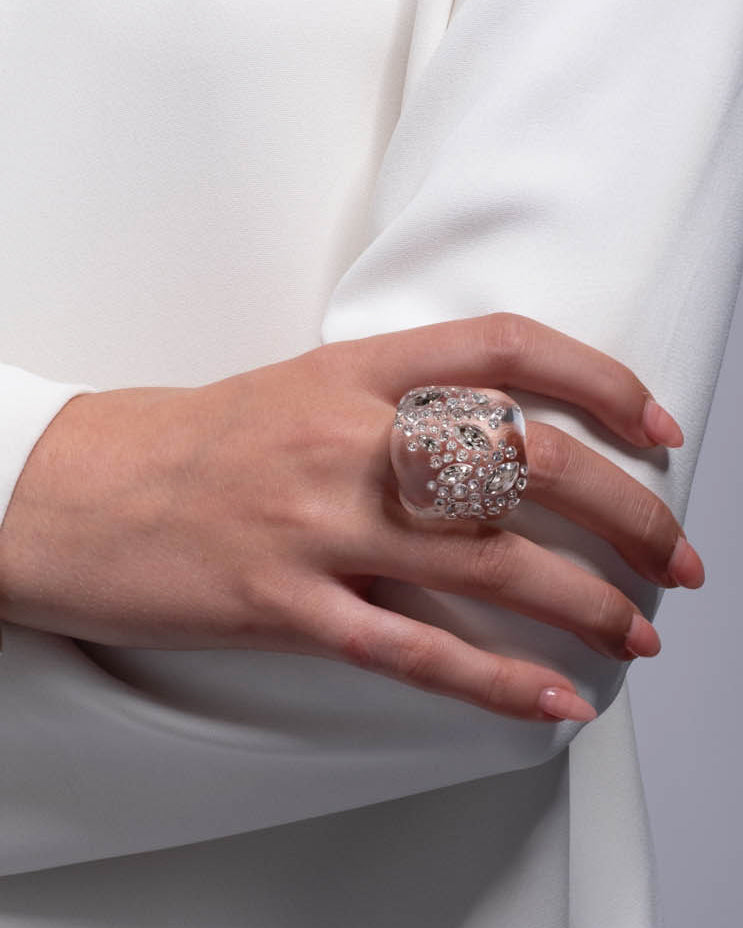 Clear Confetti Crystal Lucite Puffy Ring | Alexis Bittar