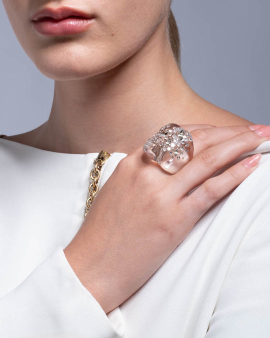 Clear Confetti Crystal Lucite Puffy Ring | Alexis Bittar