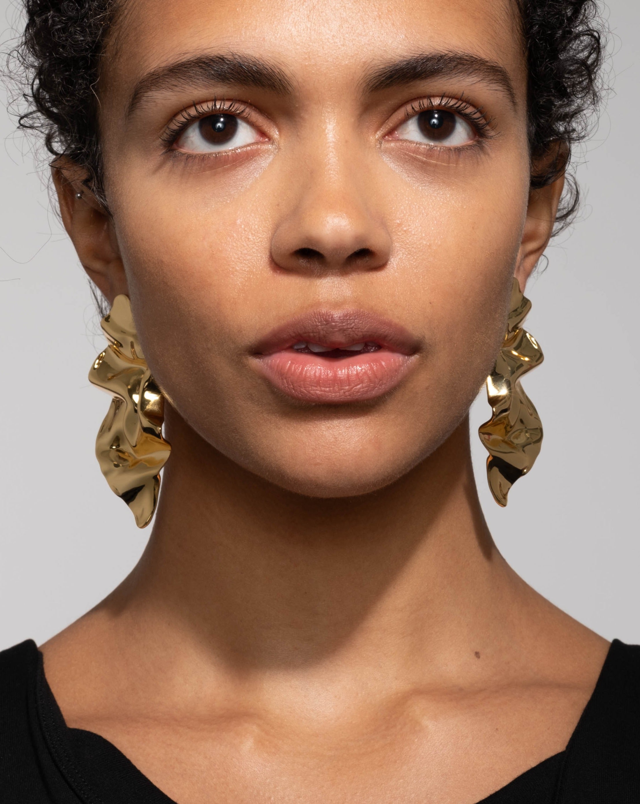 Big Gold Earrings: Crumpled Gold Post Earrings | Alexis Bittar
