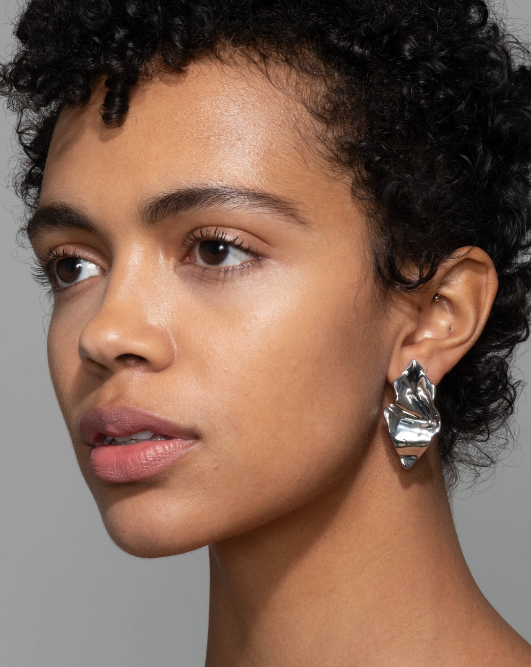 Rhodium Crumpled Small Post Earring | ALEXIS BITTAR