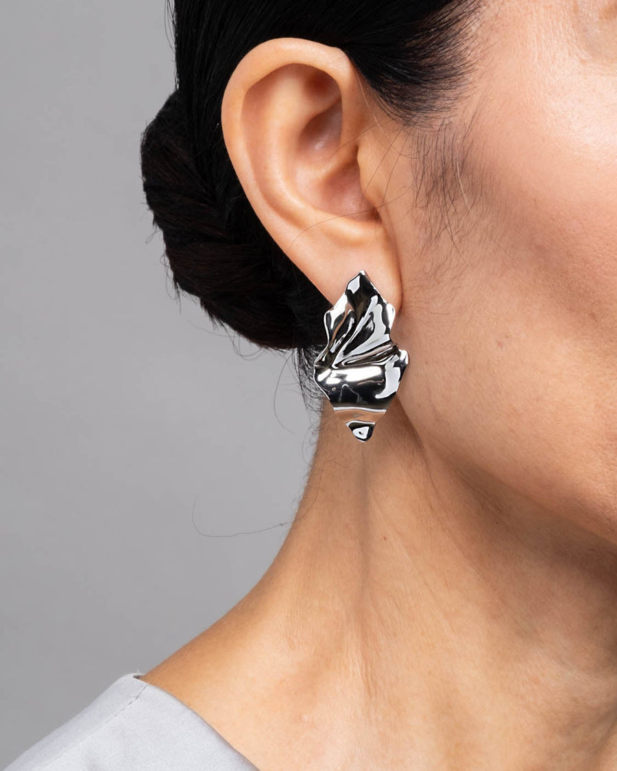 Rhodium Crumpled Small Post Earring | ALEXIS BITTAR