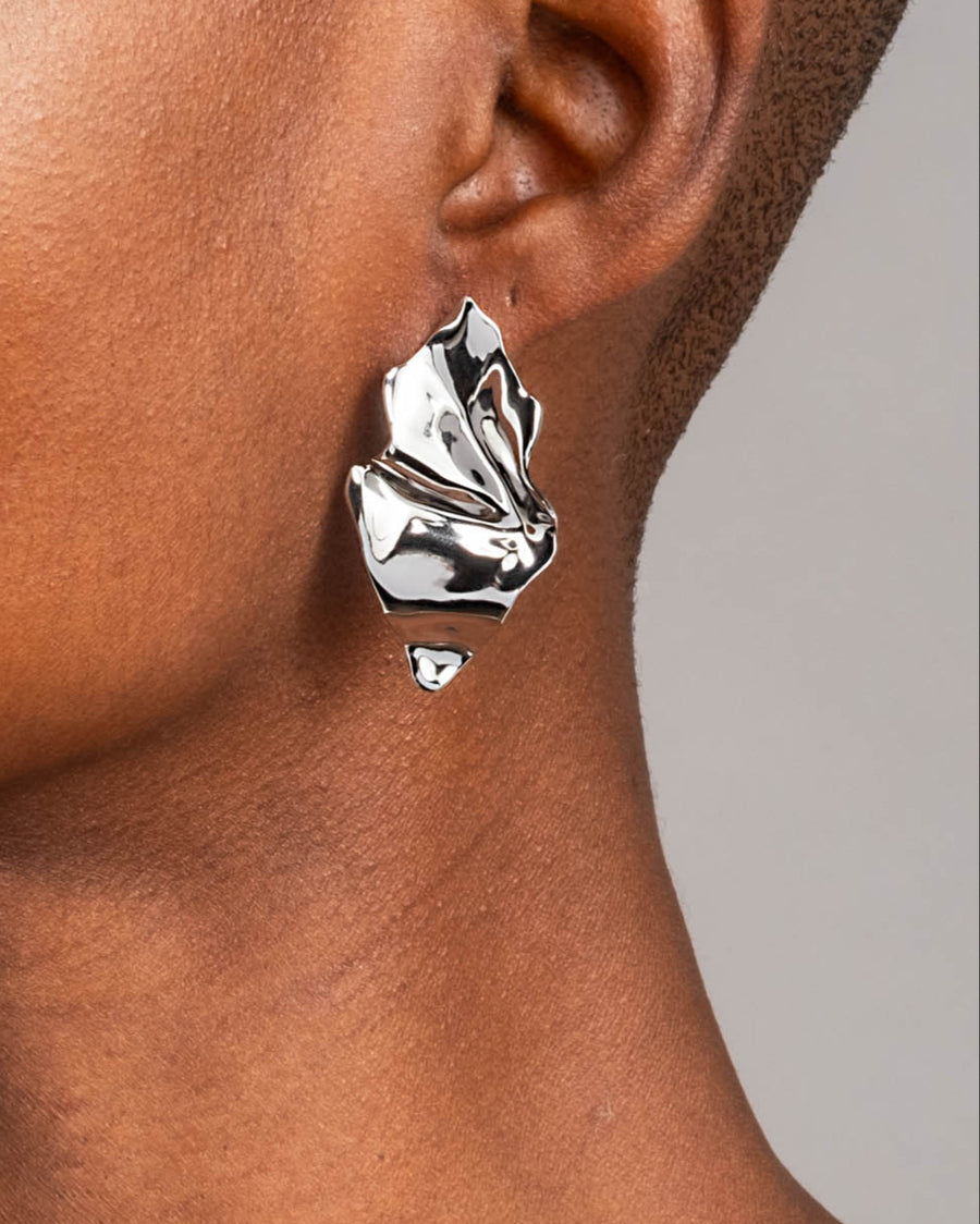 Rhodium Crumpled Small Post Earring | ALEXIS BITTAR