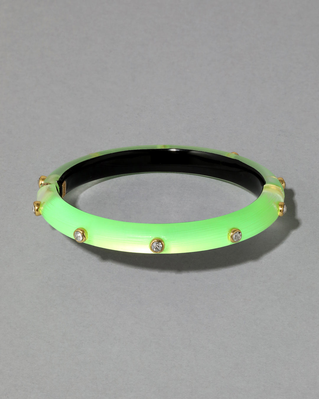 Neon Green Crystal Studded Lucite Hinge Bracelet | Alexis Bittar