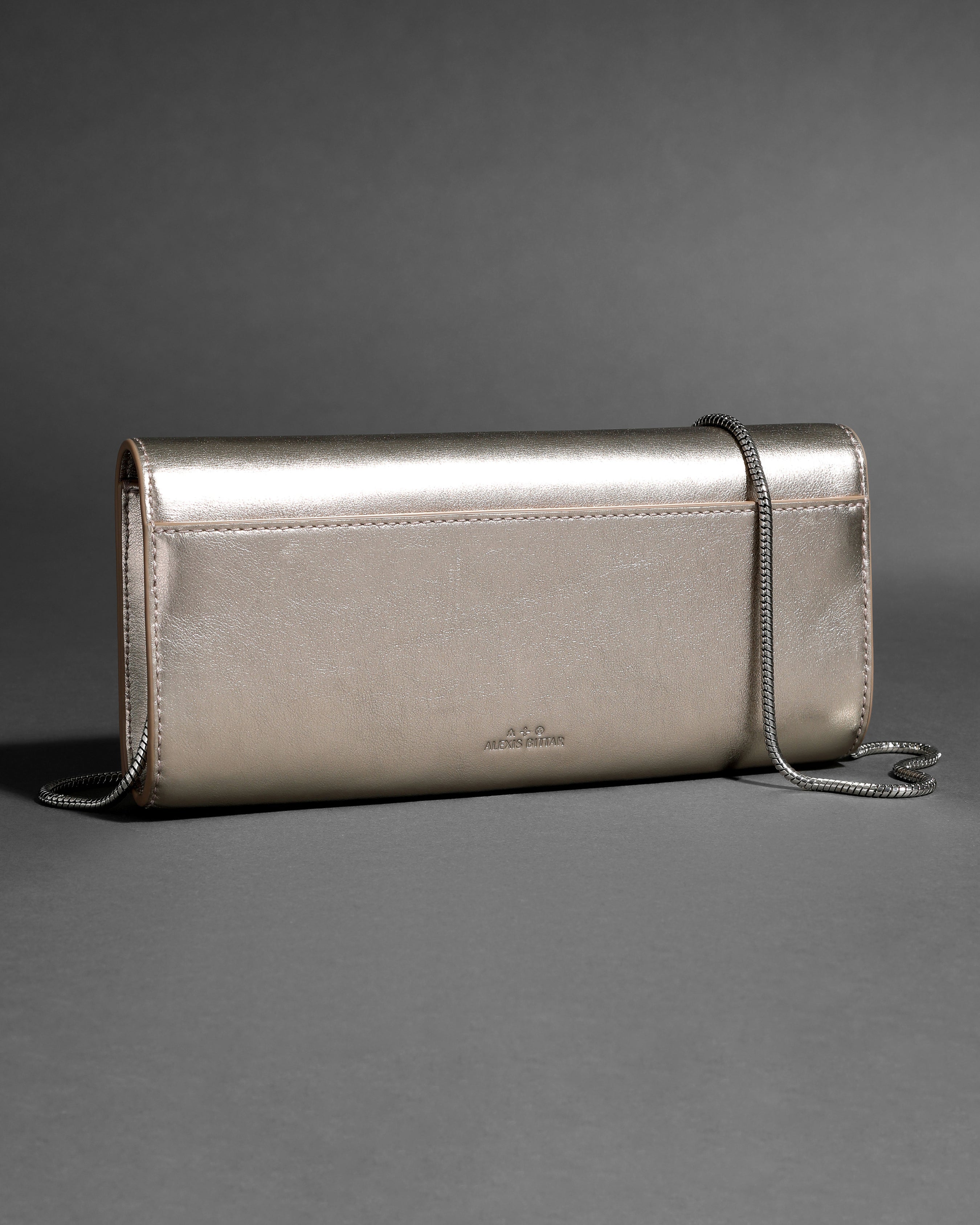 Champagne Crystal Curve Clutch Pursue | Champagne Leather Clutch