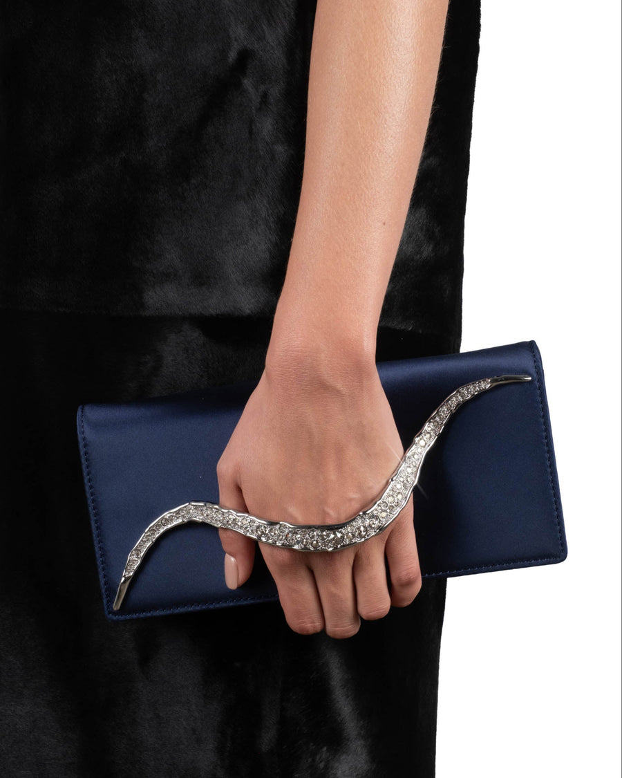 Crystal Curve Clutch- Royal Navy