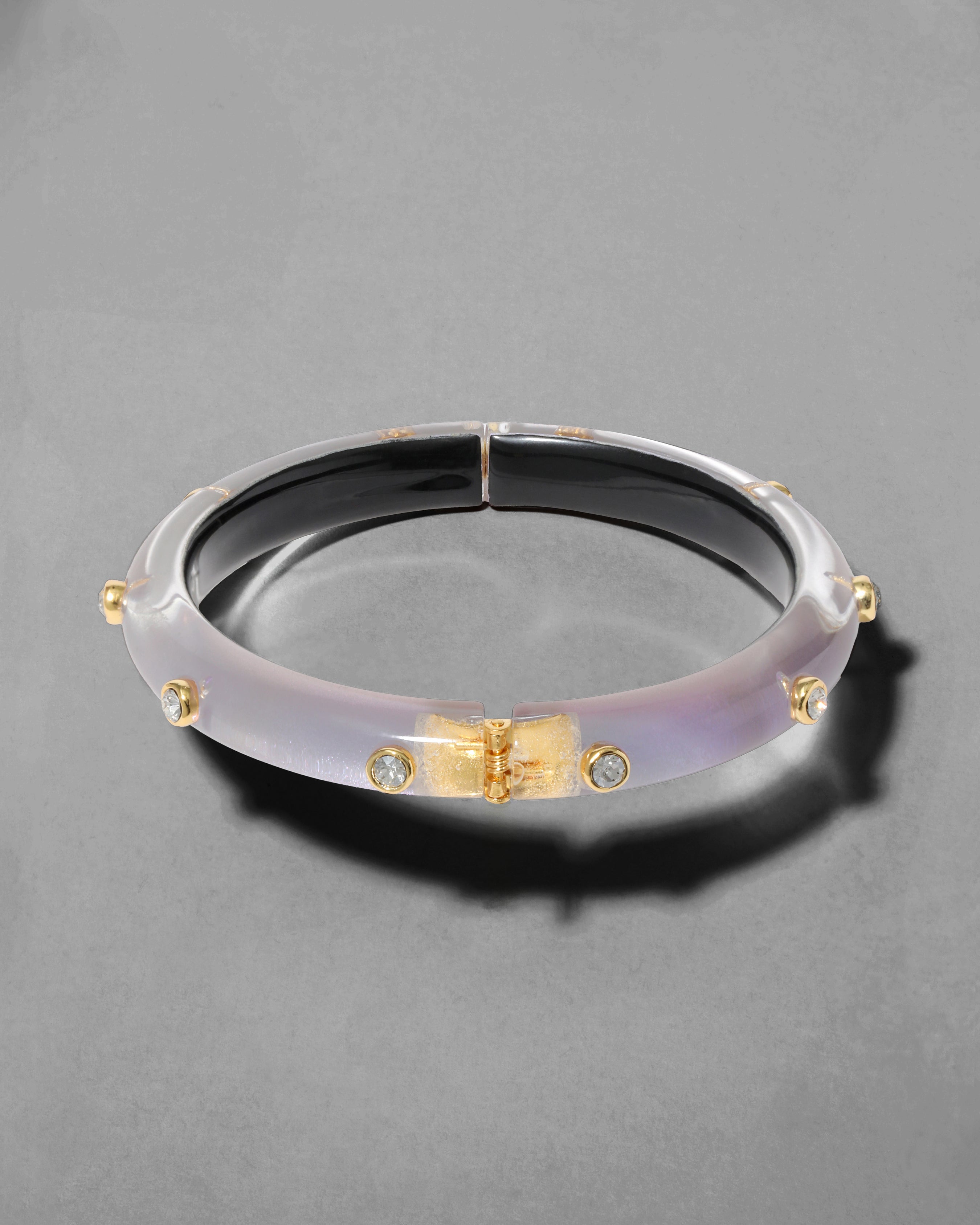 Crystal Studded Lucite Hinge Bracelet- Aurora