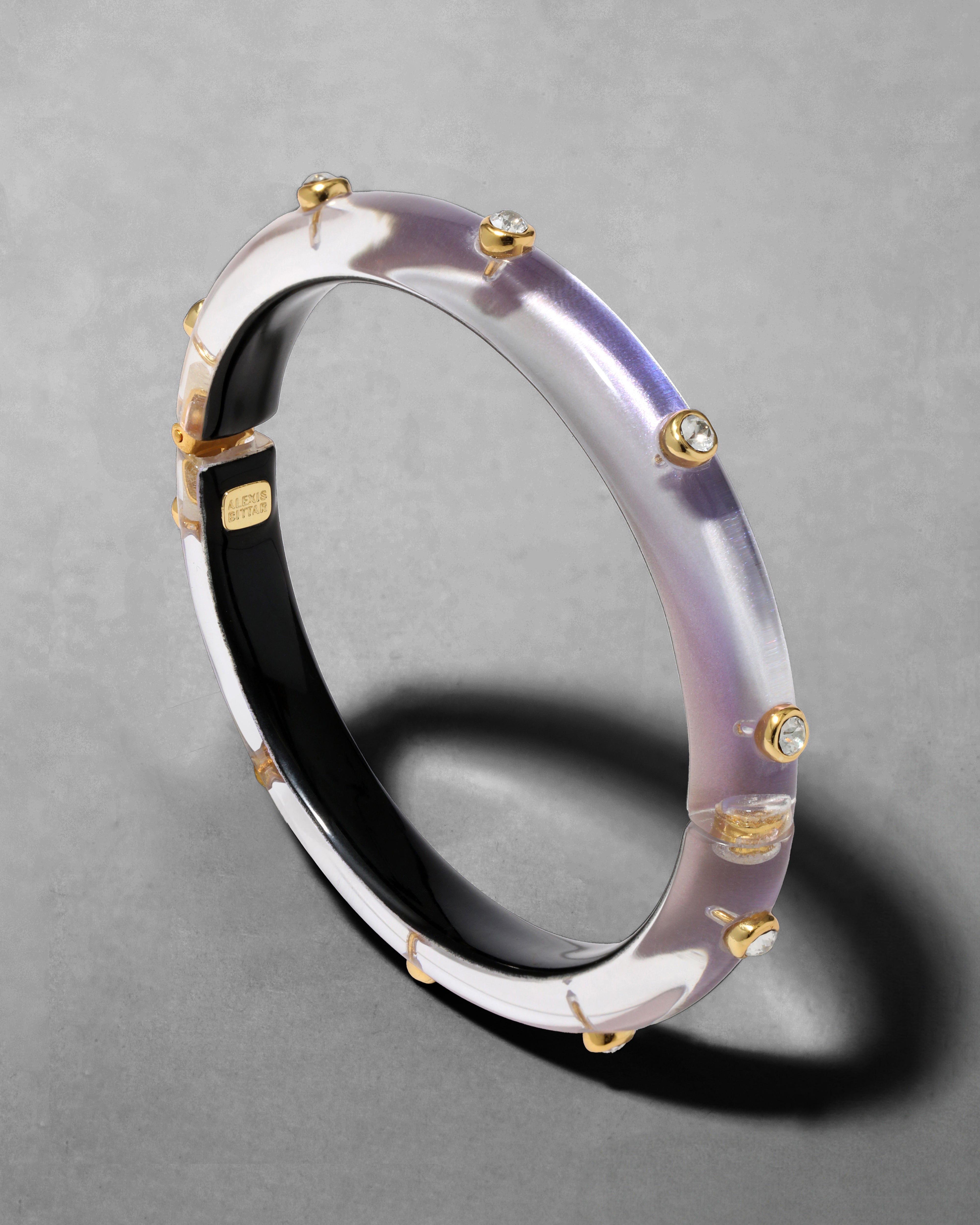 Crystal Studded Lucite Hinge Bracelet- Aurora