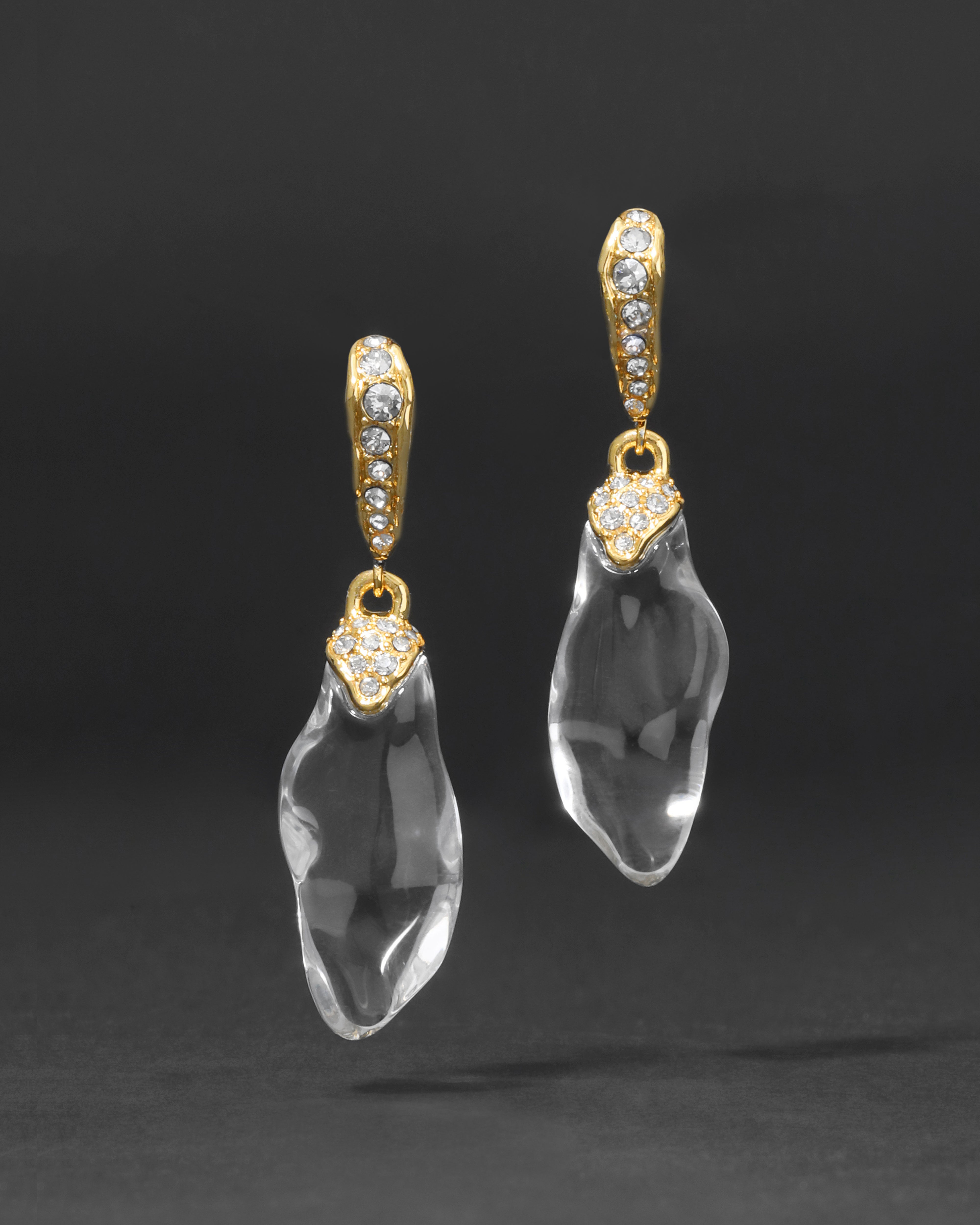 Liquid Lucite Crystal Pavé Leverback Earring