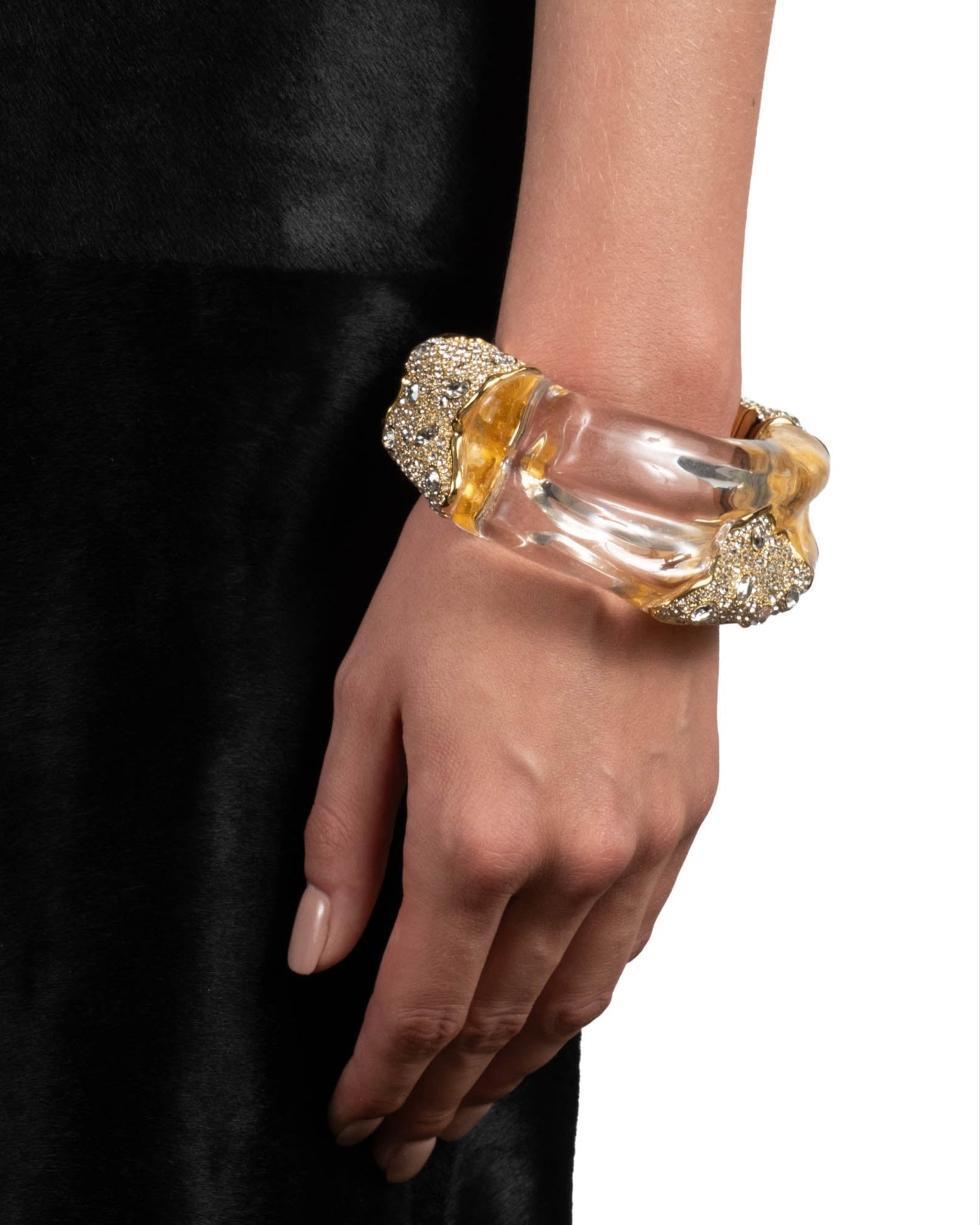 Liquid Lucite Crystal Pavé Wide Hinge Bracelet | Statement Bracelet
