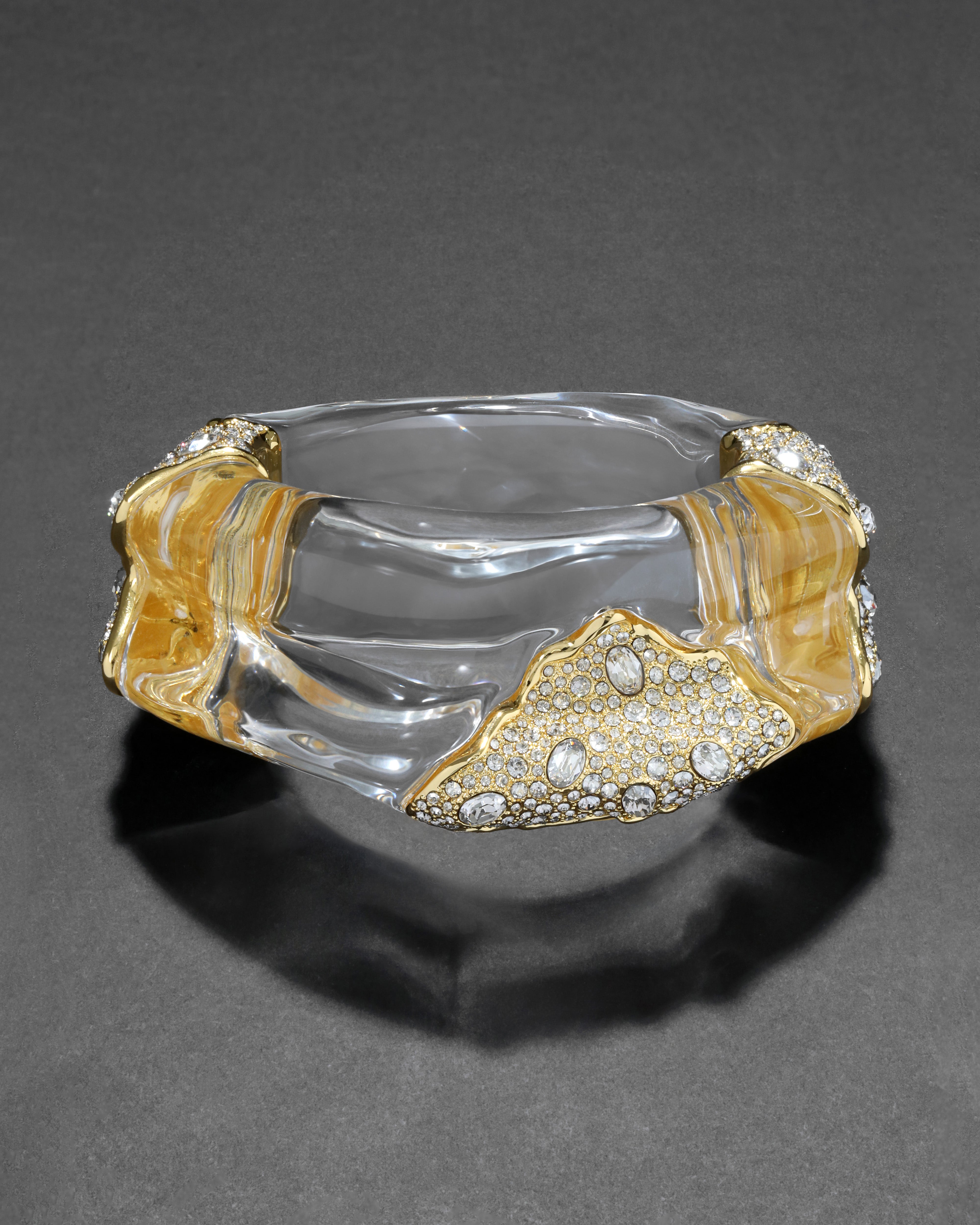 Liquid Lucite Crystal Pavé Wide Hinge Bracelet | Statement Bracelet
