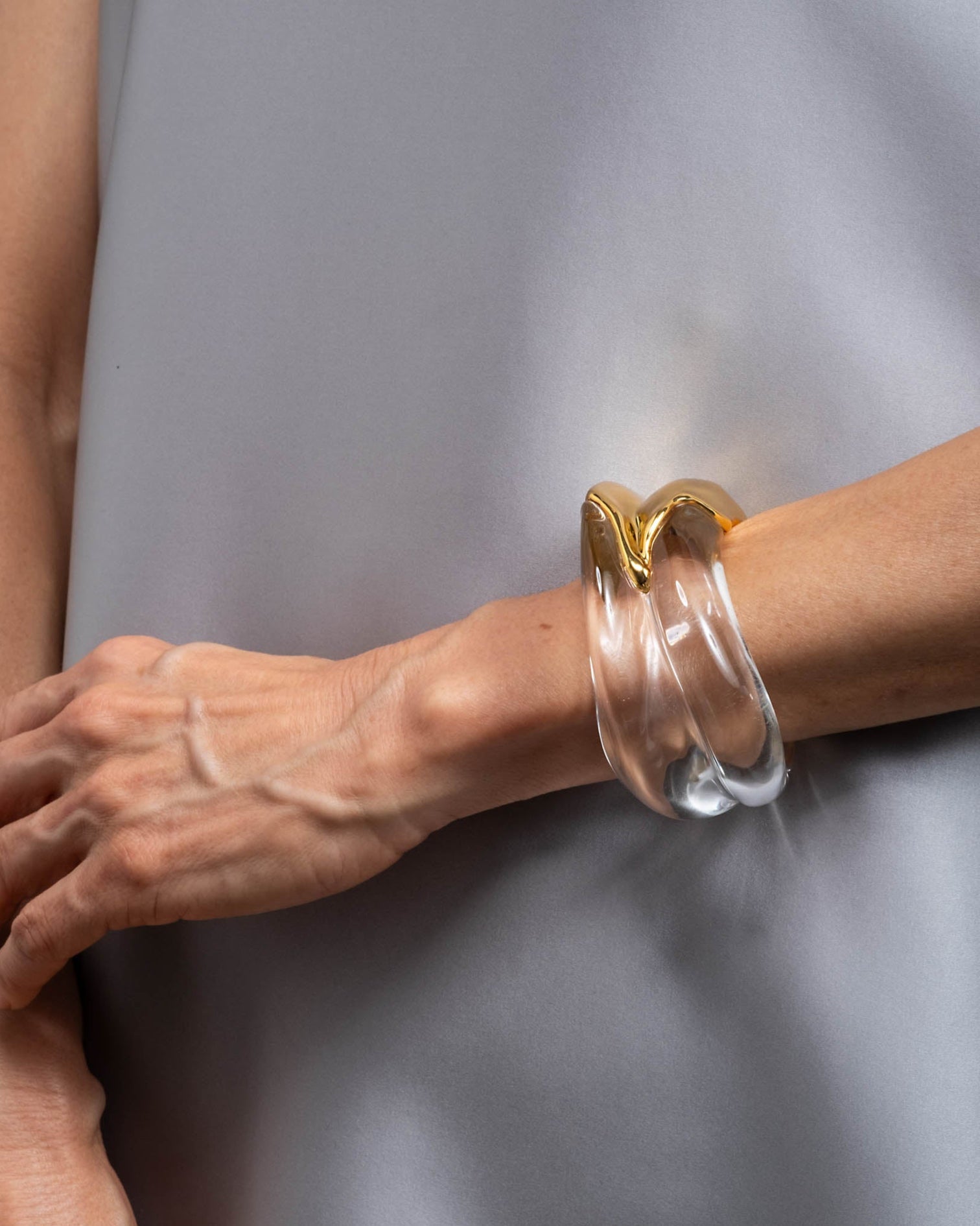 Liquid Lucite Wave Hinged Cuff Bracelet