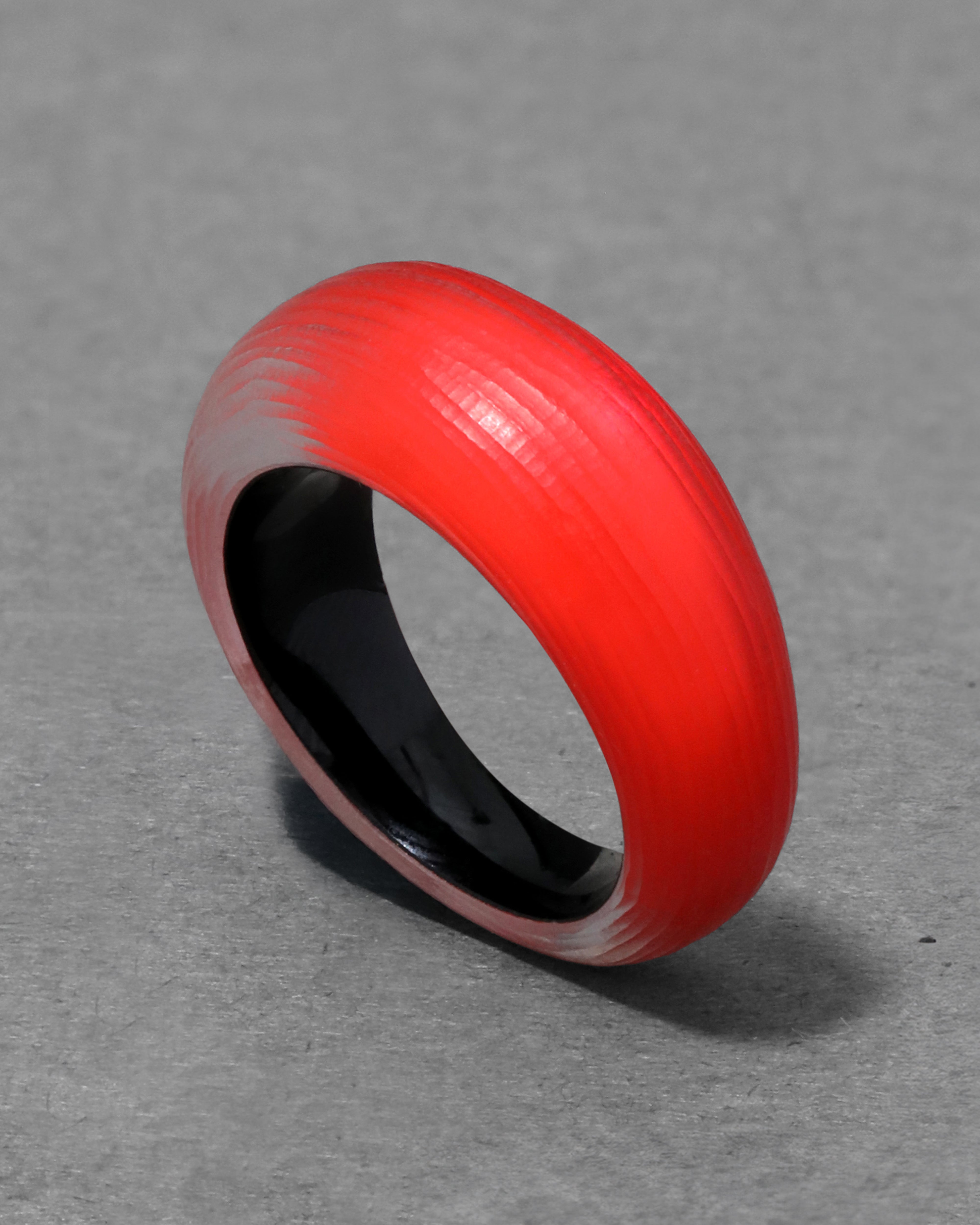 Lipstick Red Lucite Tapered Ring | Metallic Red Lucite Ring