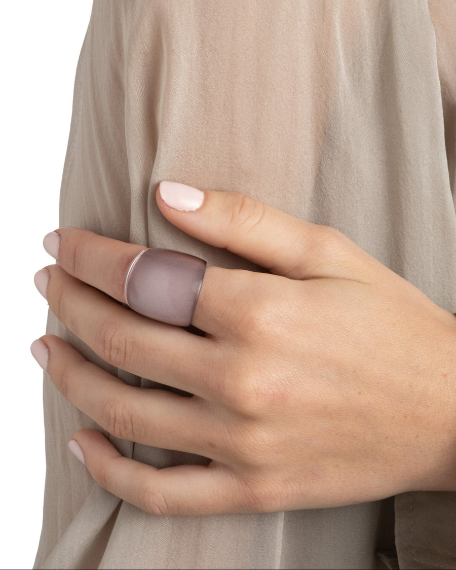 Dusty Rose Lucite Block Ring | Metallic Pink Lucite Ring