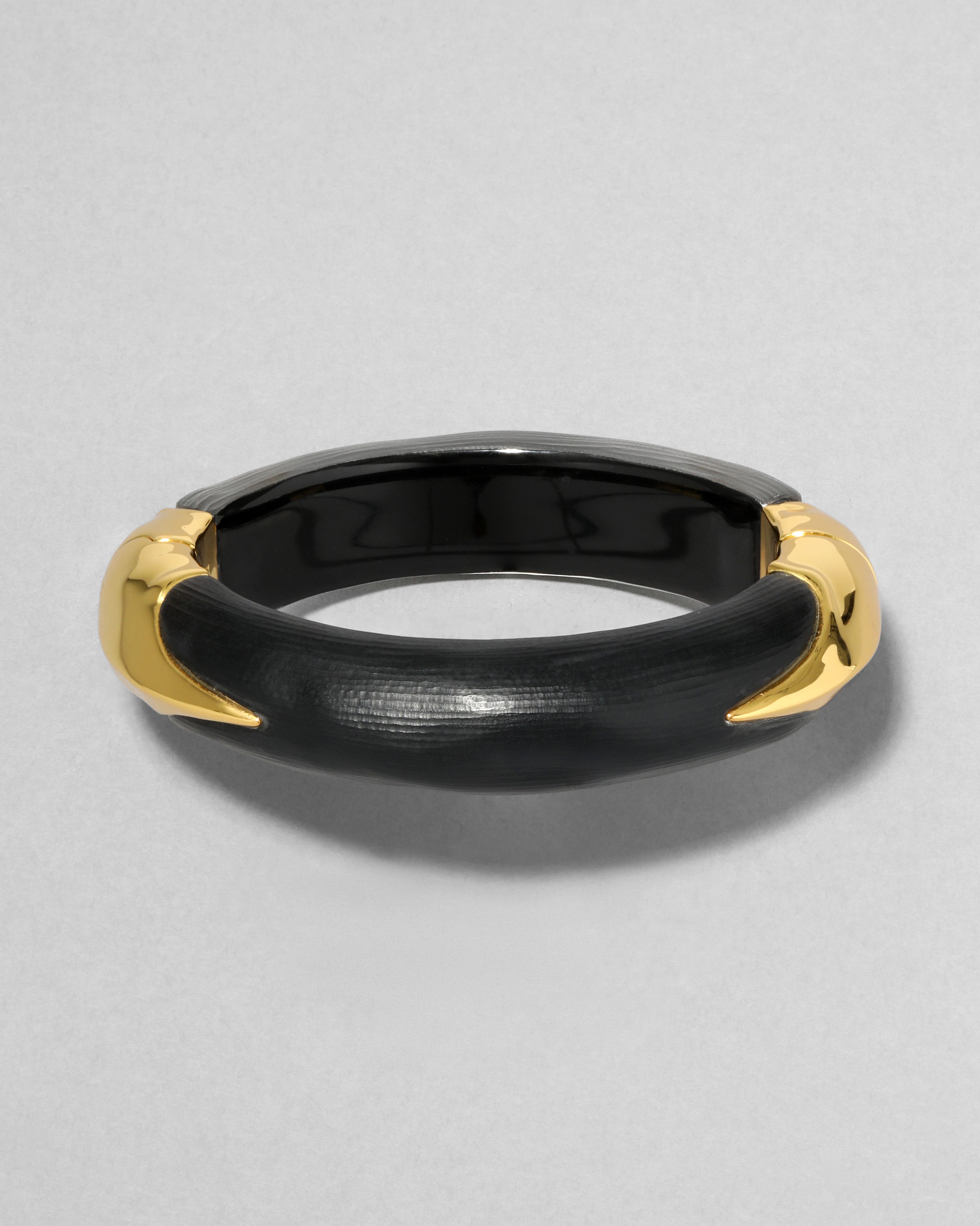 Classy Black Lucite Claw Hinge Bracelet | Stackable Bracelet