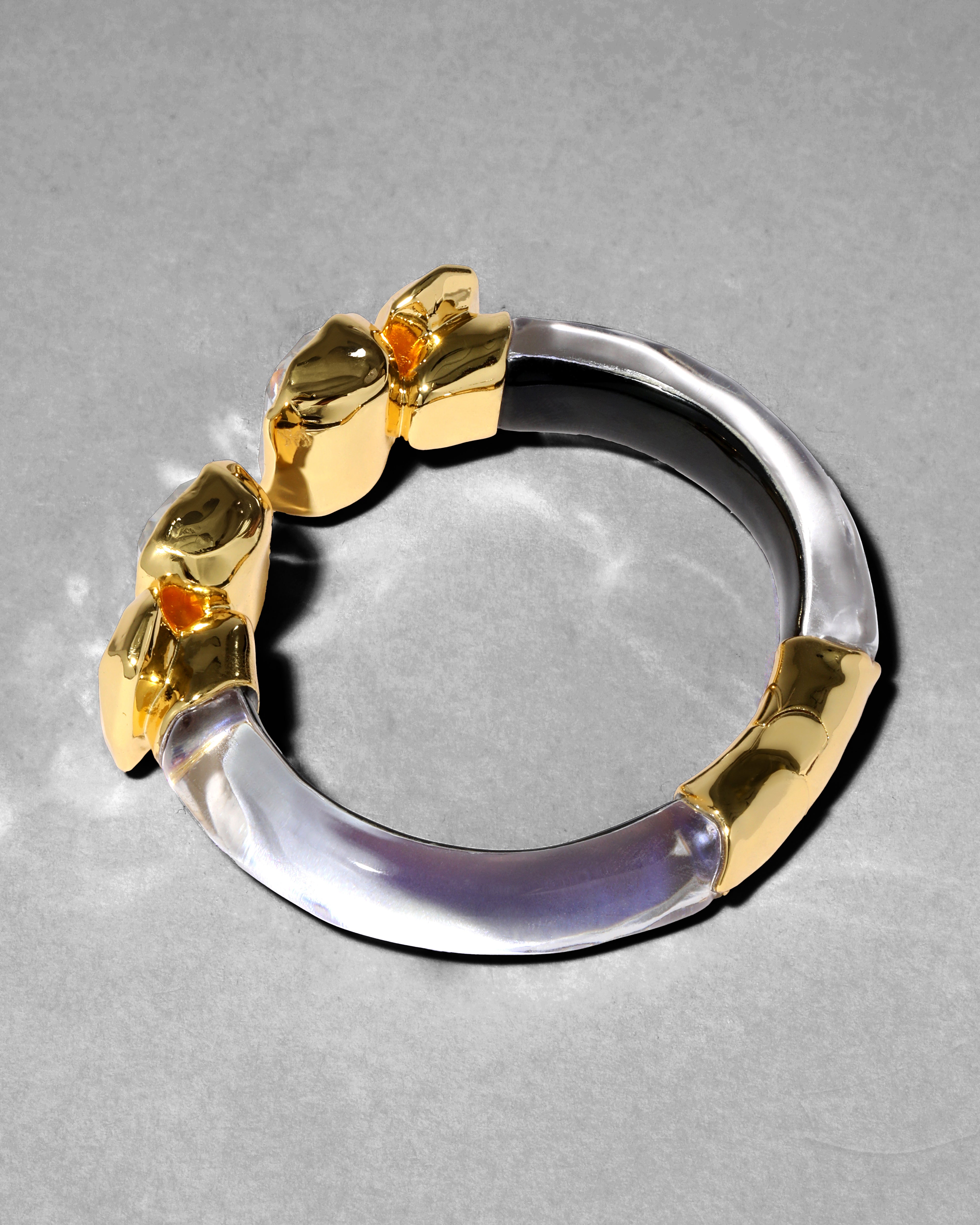 Lucite Crystal Capped Hinge Bracelet- Aurora