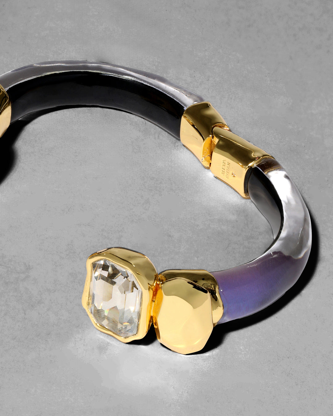Lucite Crystal Capped Hinge Bracelet- Aurora