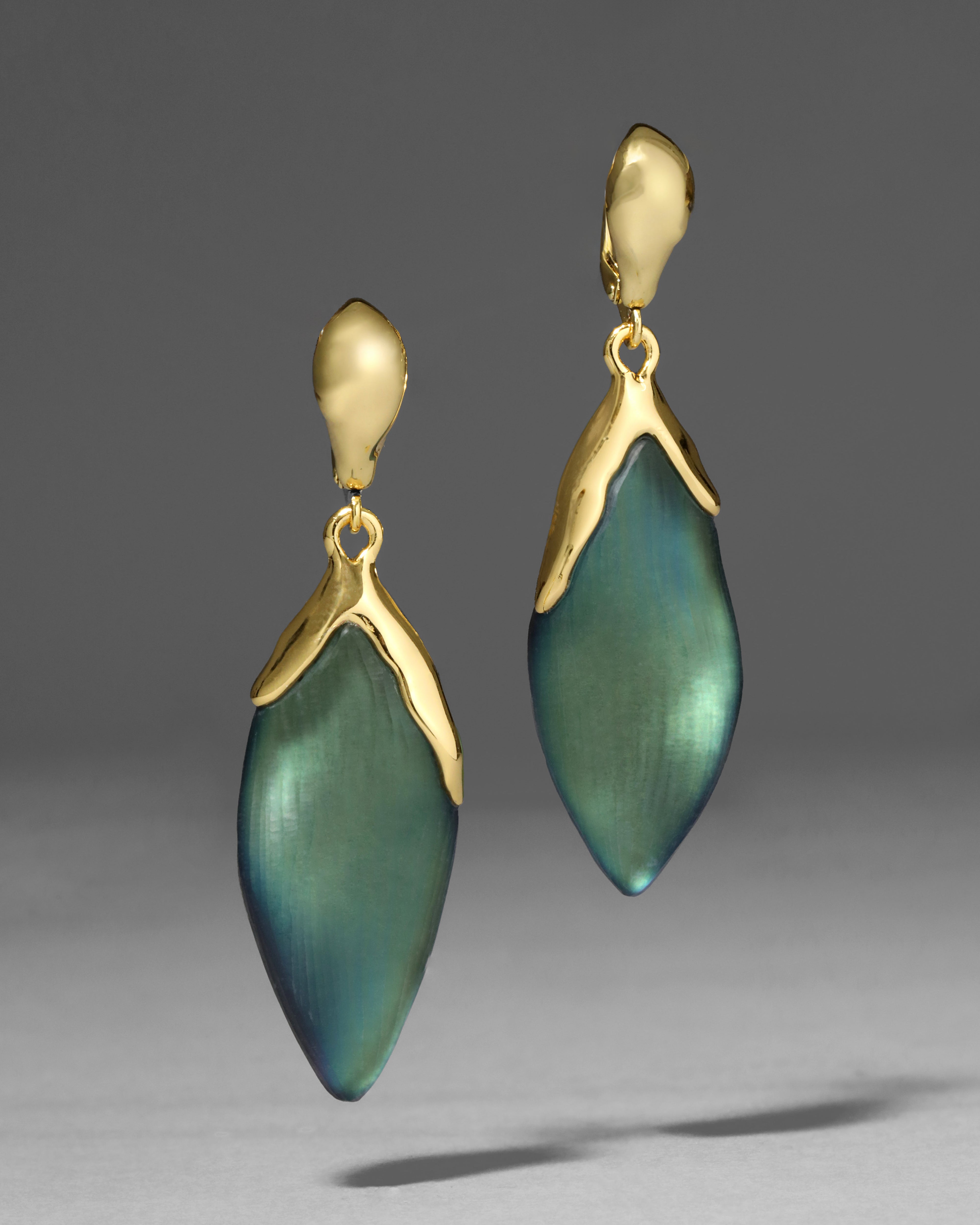 Lucite Petal Leverback Earrings - Black Beetle | Designer Earrings