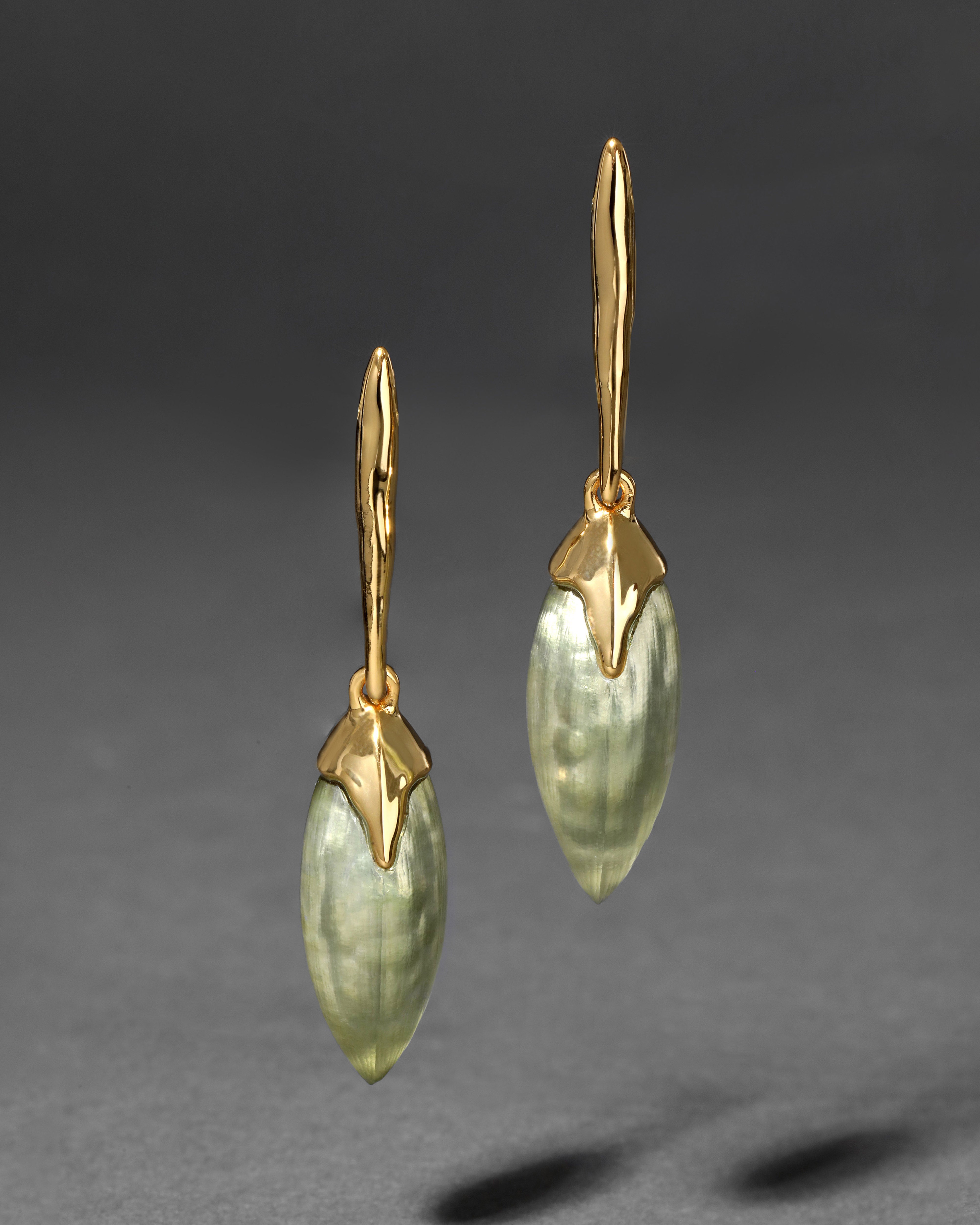 Luminous Lucite Shield Drop Earring- Sage