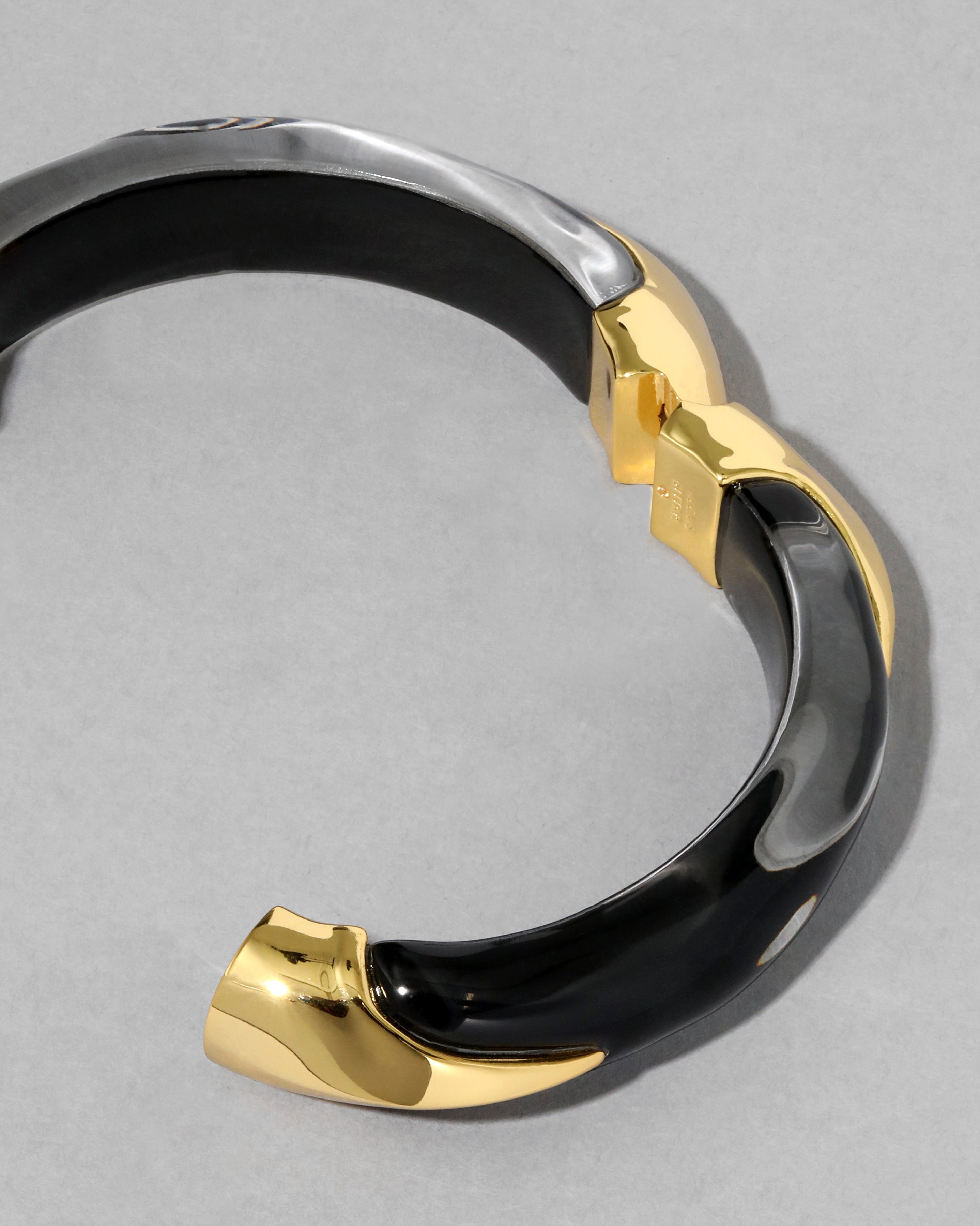 Onyx Luminous Lucite Claw Hinge Bracelet | Black Hinge Bracelet