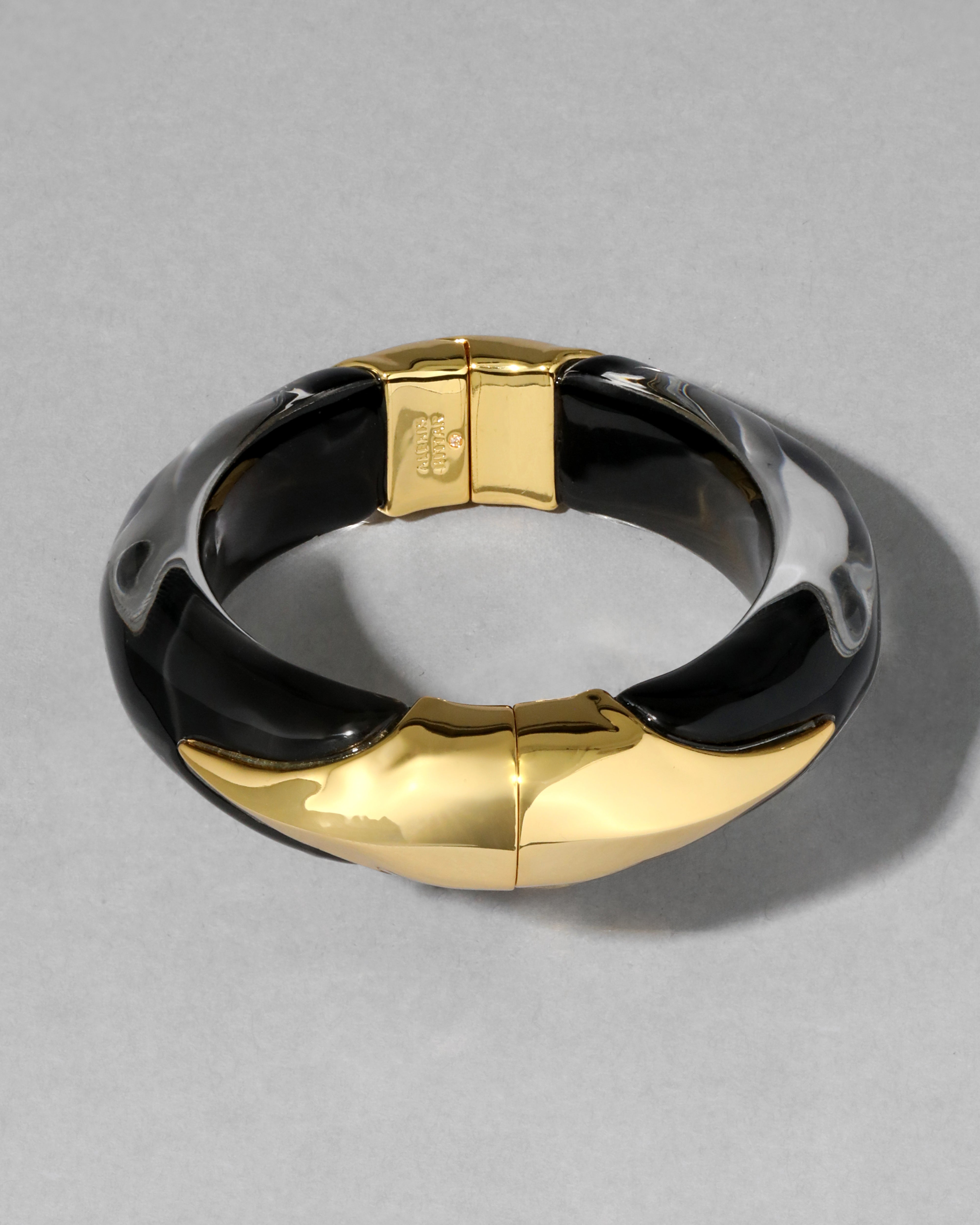 Onyx Luminous Lucite Claw Hinge Bracelet | Black Hinge Bracelet