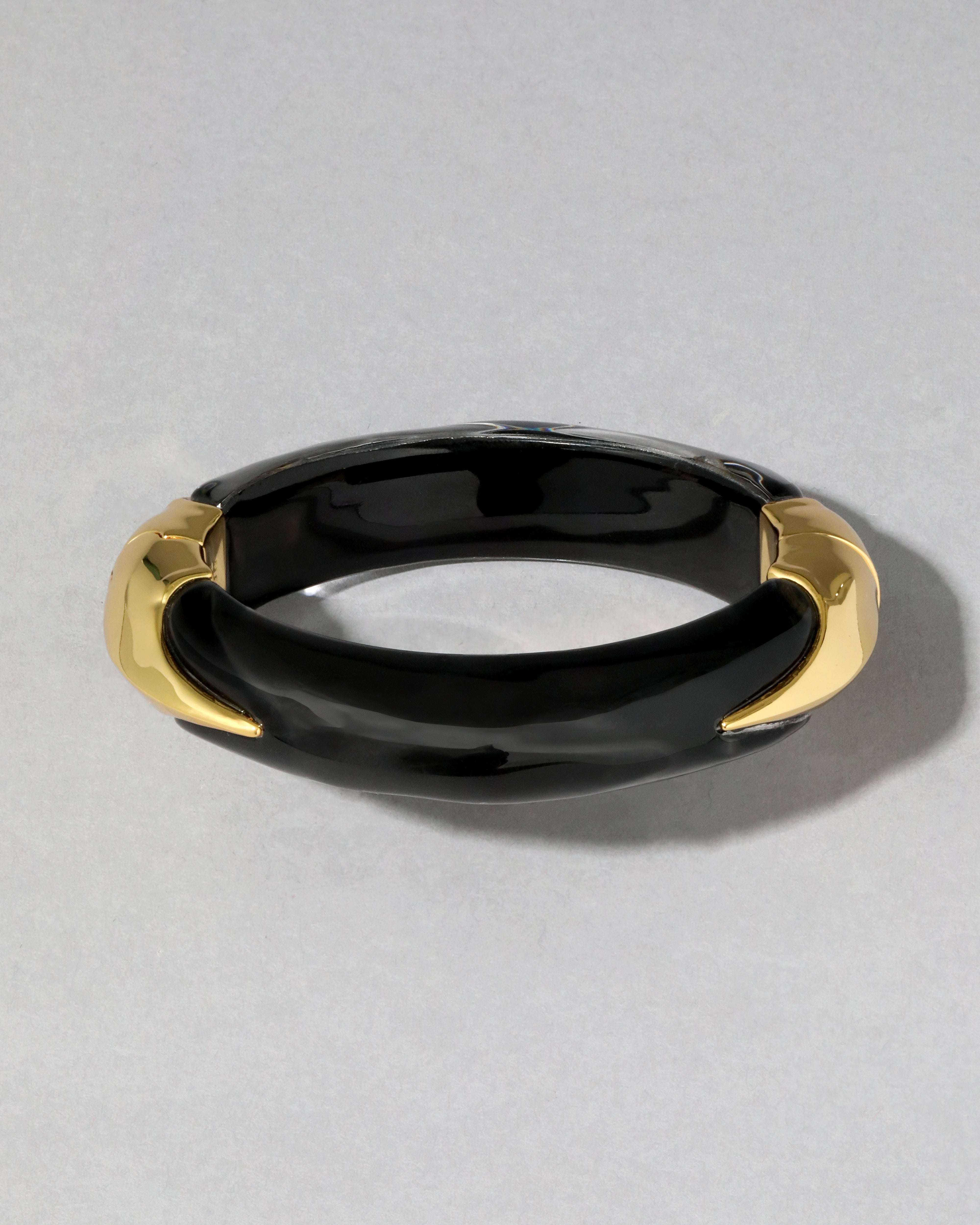 Onyx Luminous Lucite Claw Hinge Bracelet | Black Hinge Bracelet