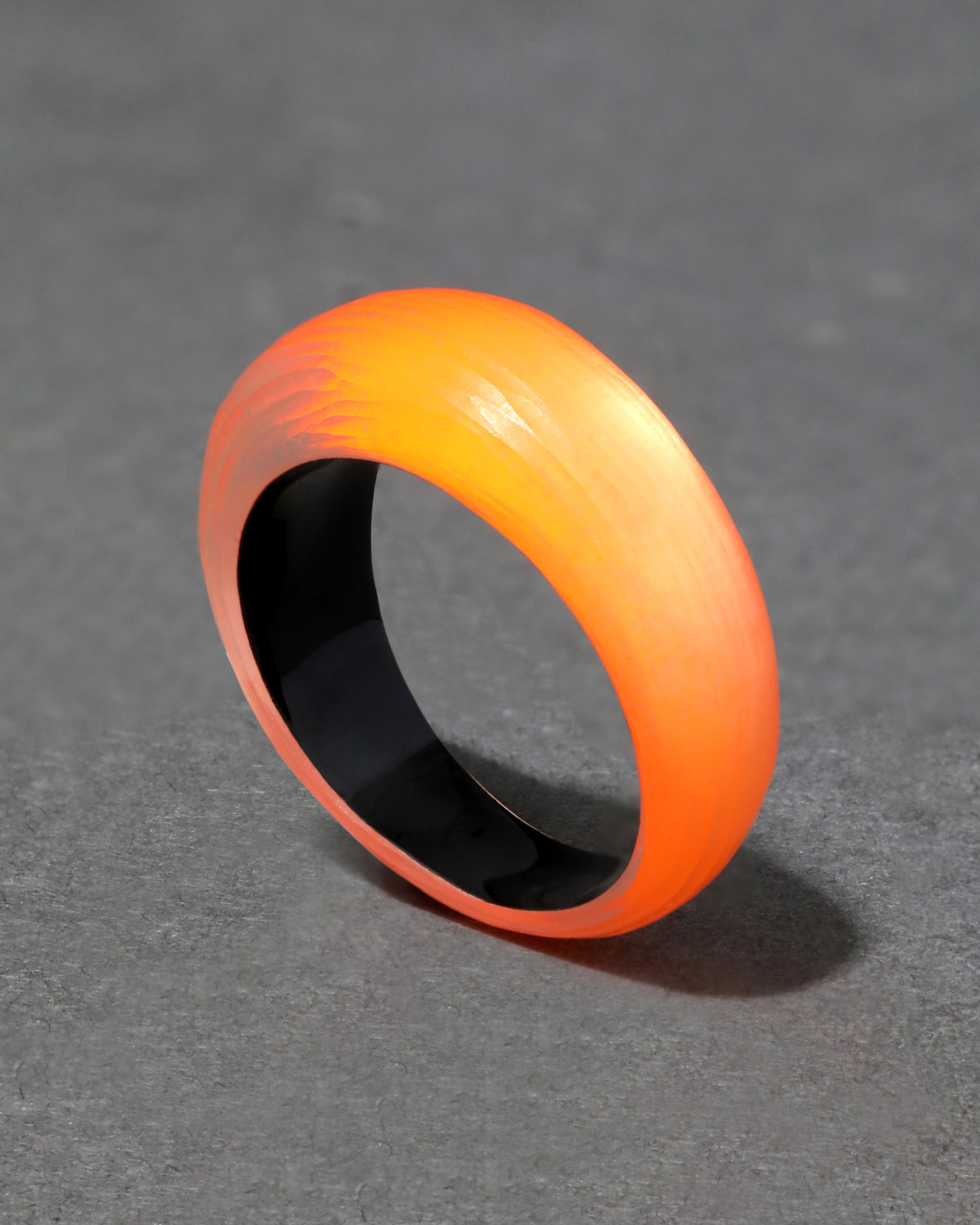 Neon Orange Luminous Lucite Tapered Ring | Orange Lucite Tapered Ring